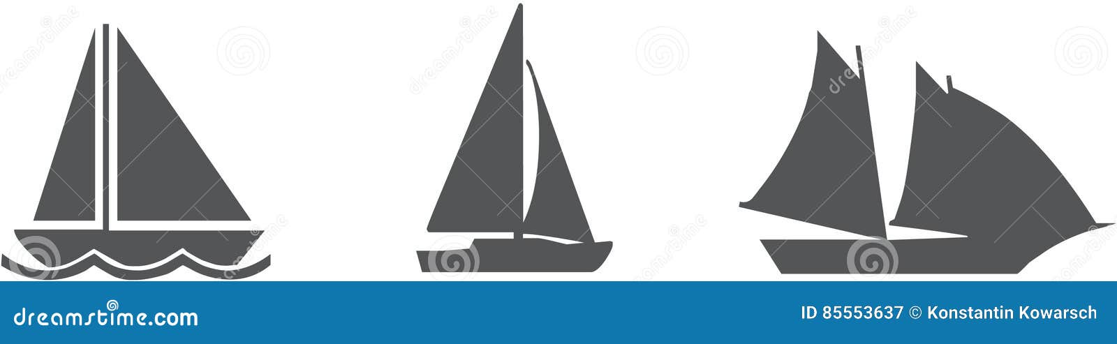 Segelboot-Ikonen-Satz - Vektor Vektor Abbildung - Illustration von ...