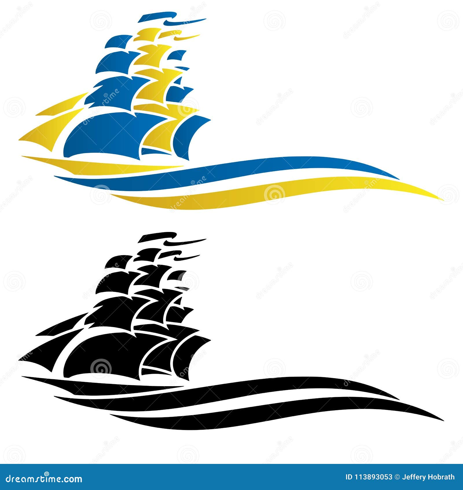 Segelschiff-Vektor-Grafik-Illustration Vektor Abbildung - Illustration ...