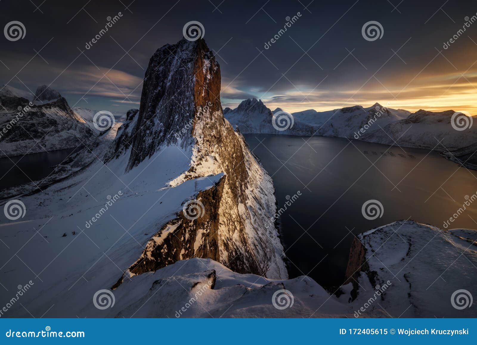 Segla winter sunset stock image. Image of peak, segla - 172405615