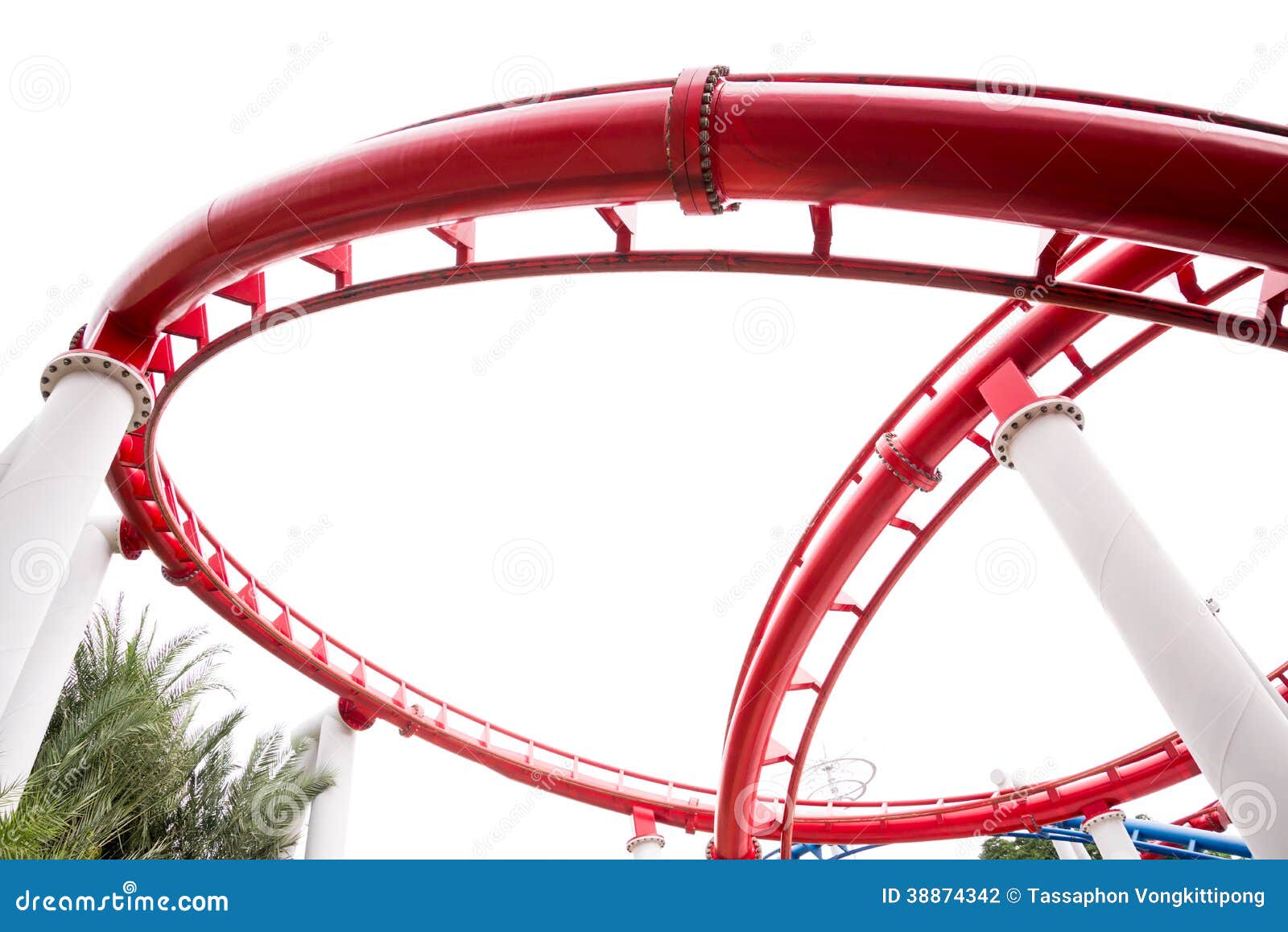 Segment of Red Roller Coaster Rail Stock Photo - Image of high, park ...