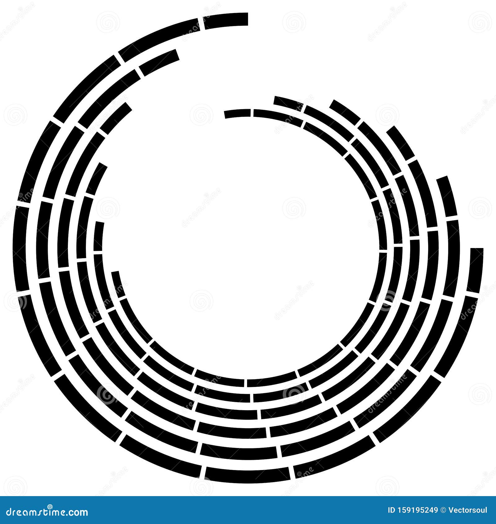 Segmented Circle with Rotation.Circular and Radial Dashed Lines Volute ...