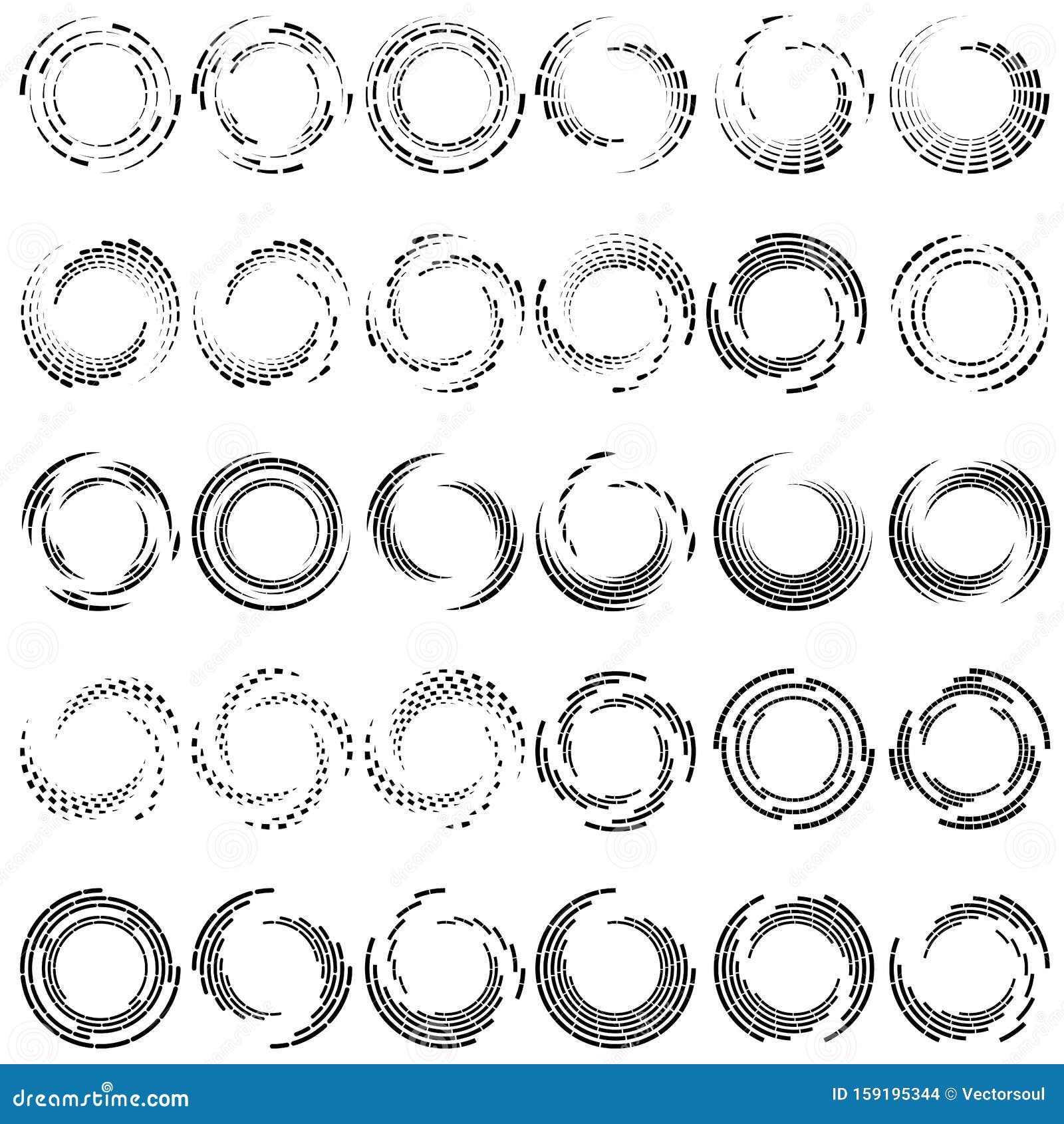 Segmented Circle with Rotation.Circular and Radial Dashed Lines Volute ...