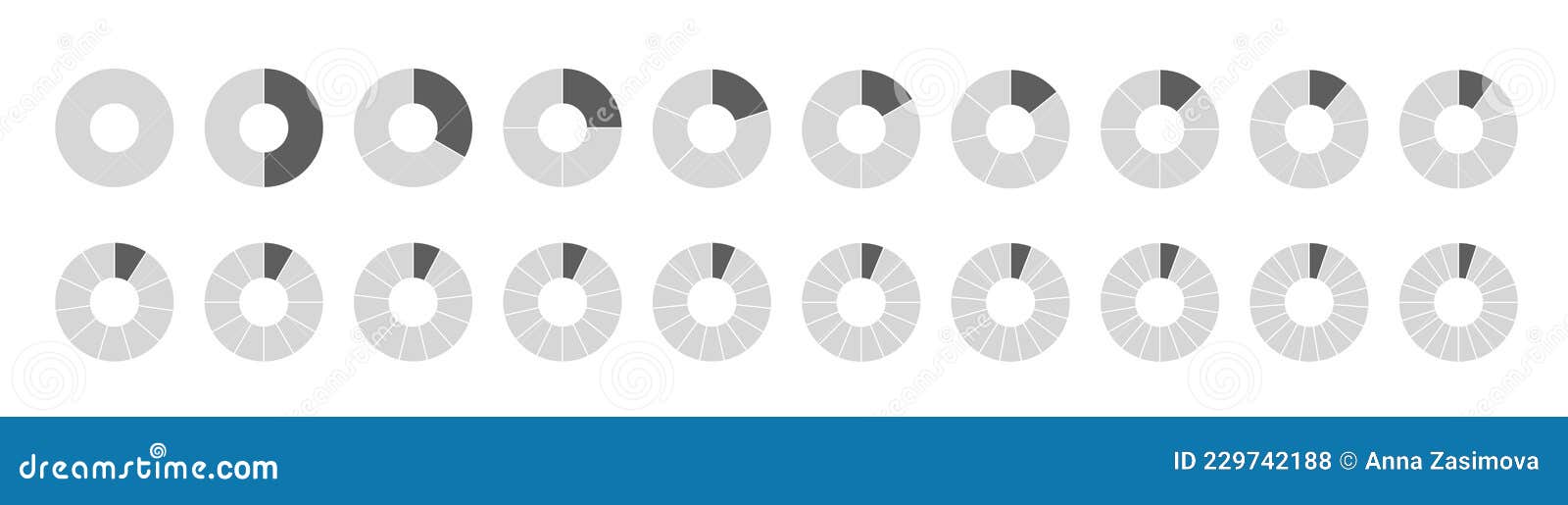 Segmented Circles Set Isolated On A White Background. Fraction Big Set ... Segmented Circles Set Isolated On A White Background. Fraction Big Set ...