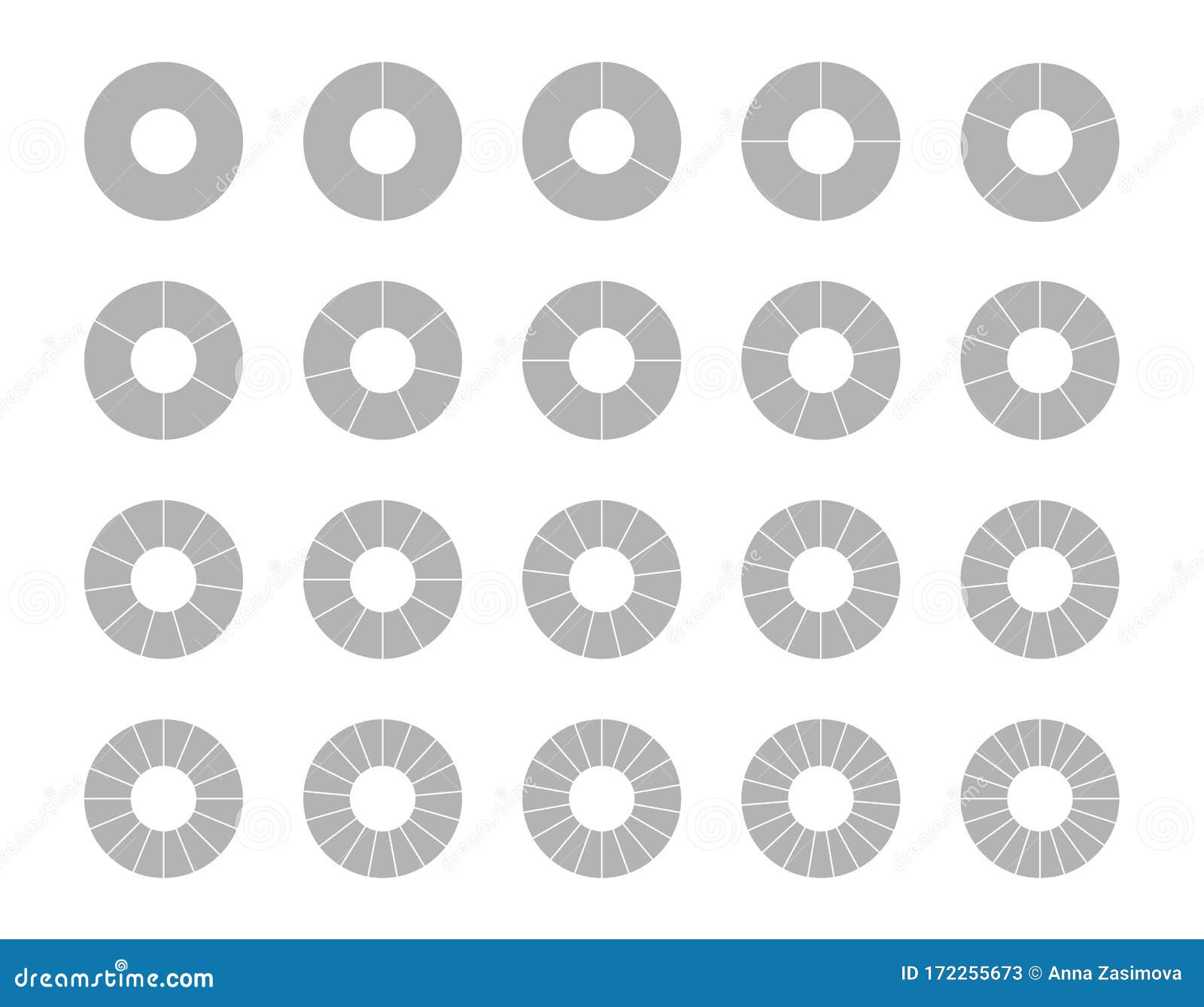 Segmented Circles Set Isolated on a White Background. Fraction Stock ... Segmented Circles Set Isolated on a White Background. Fraction Stock ...