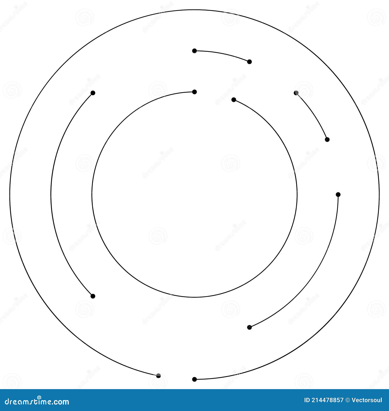 Segmented Circular, Concentric Circle Element with Nodes Stock Vector ...