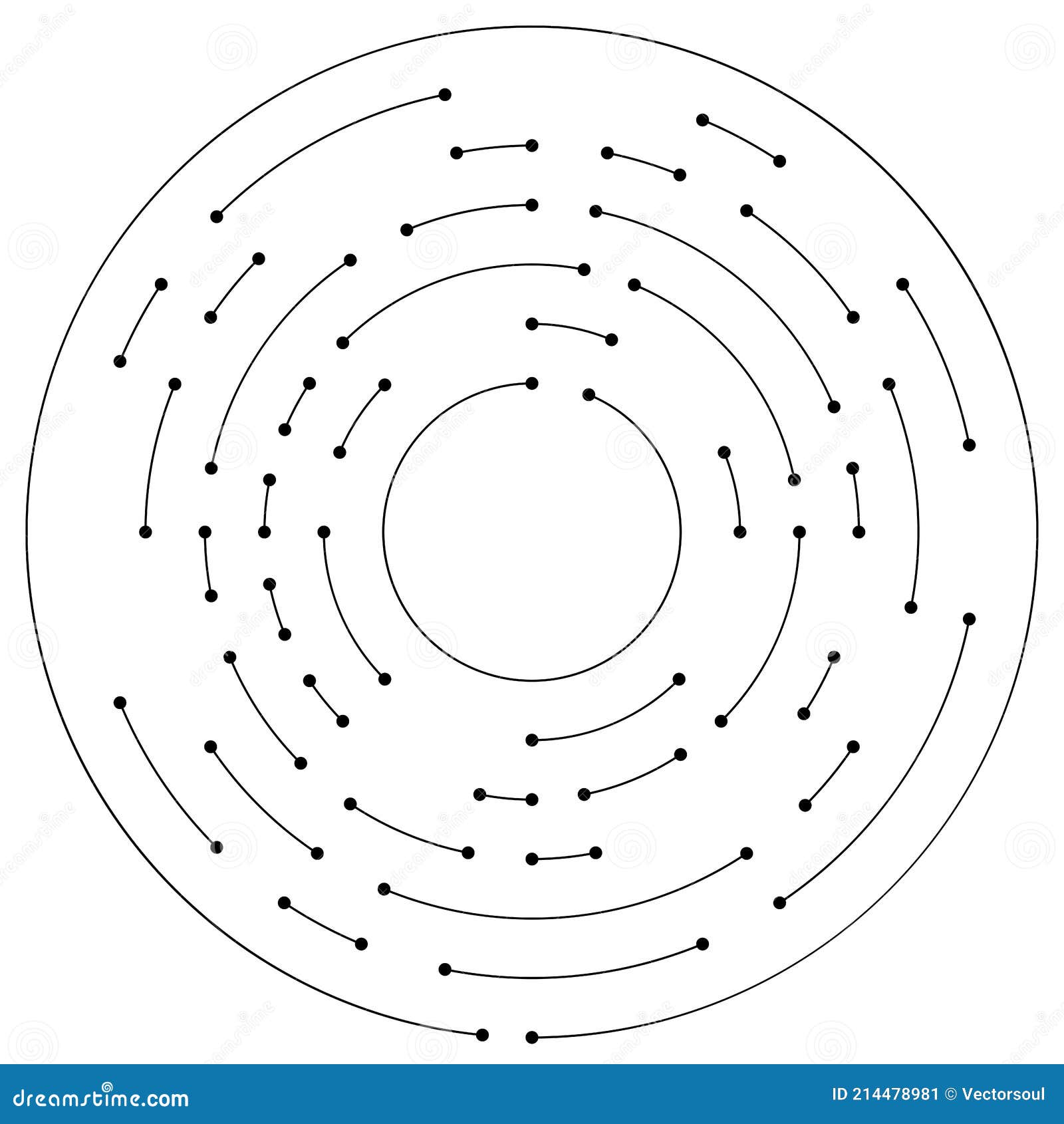 Segmented Circular, Concentric Circle Element with Nodes Stock Vector ...