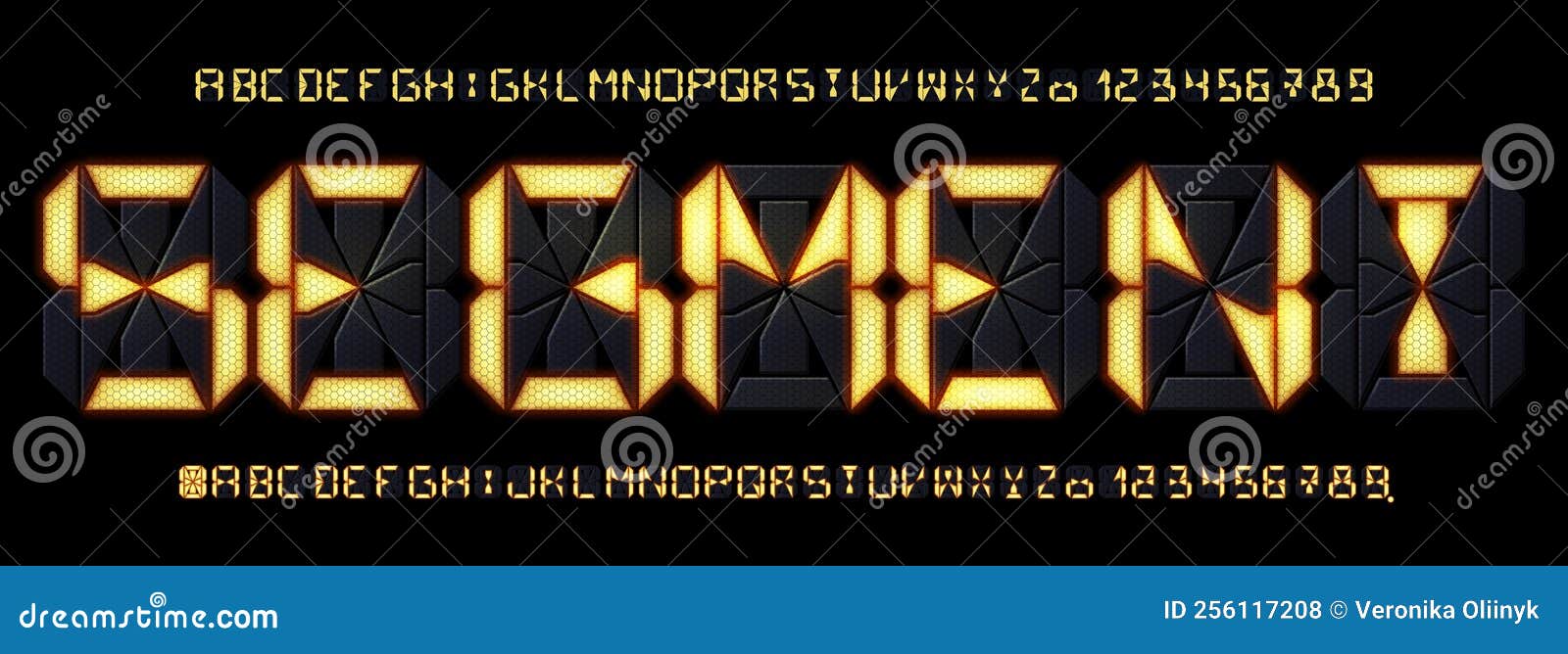 Segmented Display Font. Digital Calculator Lcd Screen Letters and ...