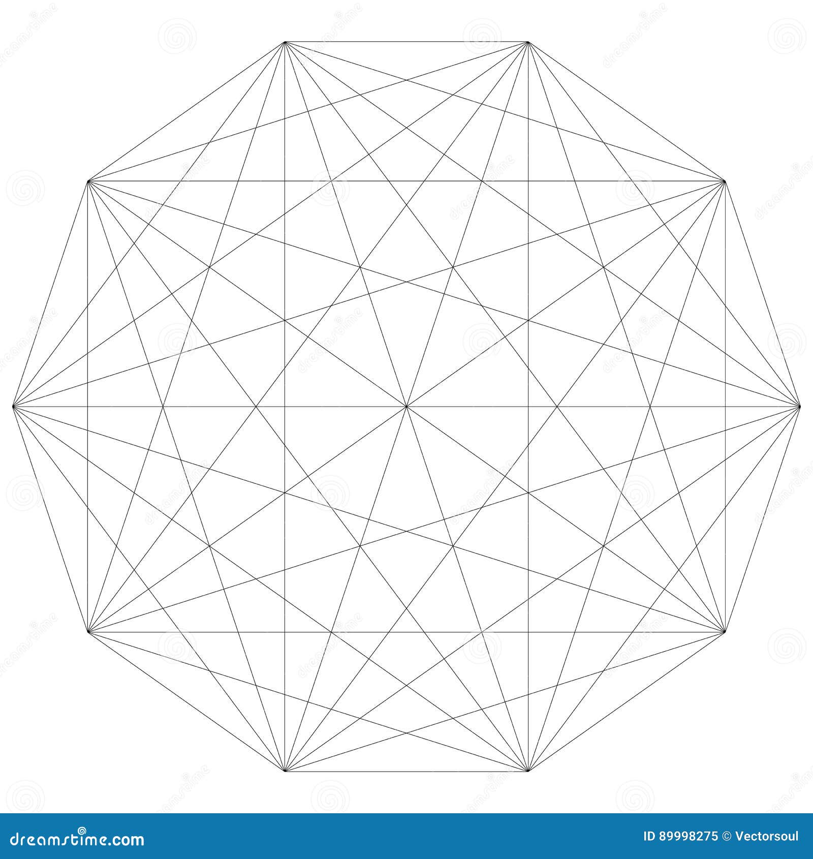 Segmented Element With Grid. Geometrical Shape With Network Of L ...