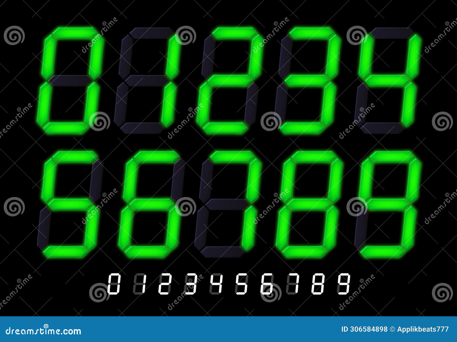 Segmented Lcd Display Numbers. Digital Time Timer Signs, Tech Clock Count or Retro Led ...