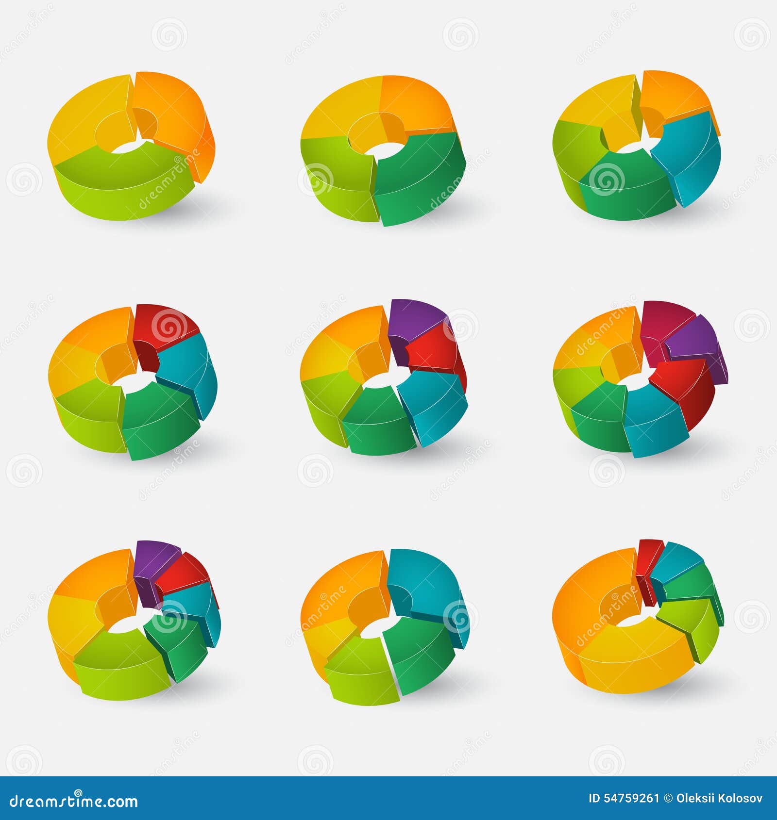Segmented And Multicolored Pie Charts Cartoon Vector | CartoonDealer ...