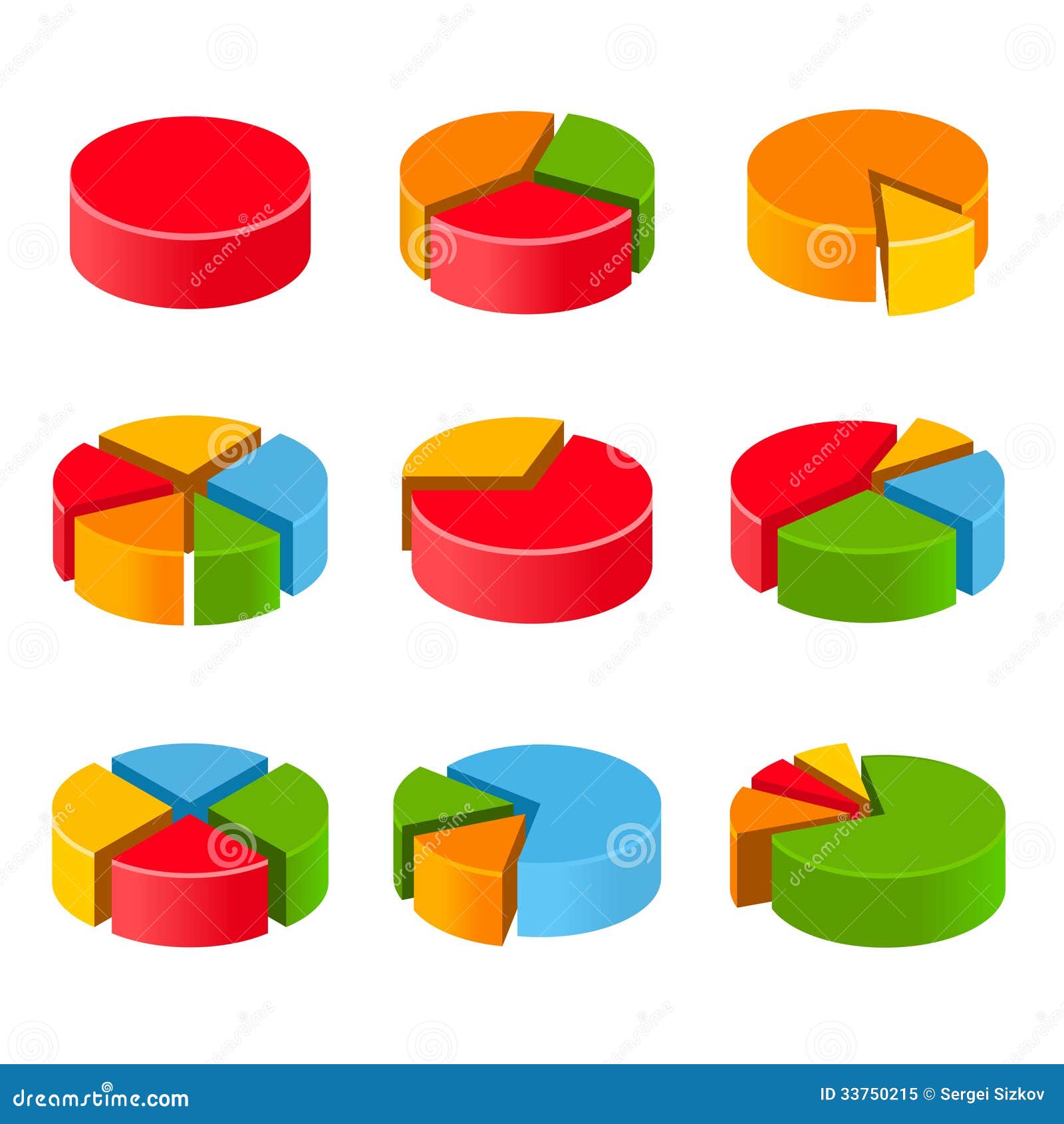 Segmented And Multicolored Pie Charts Cartoon Vector | CartoonDealer ...