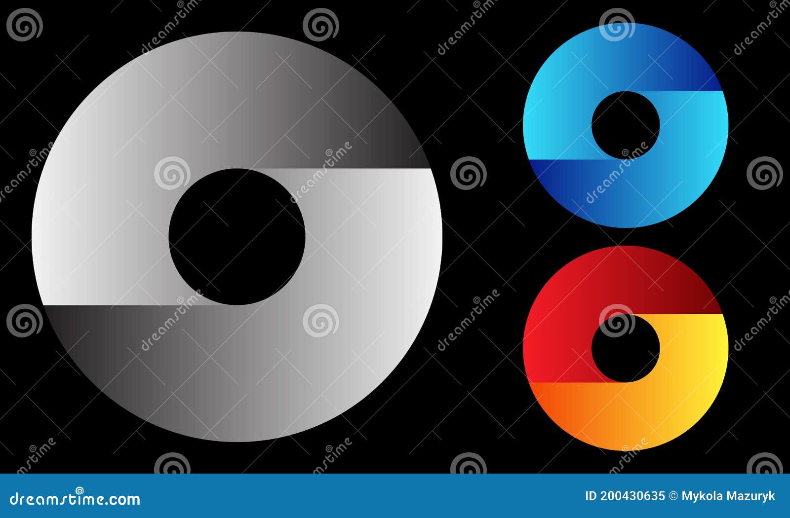 5 Segments Circle With Gradient. Art Metallic Circle Logo Or Icon ...
