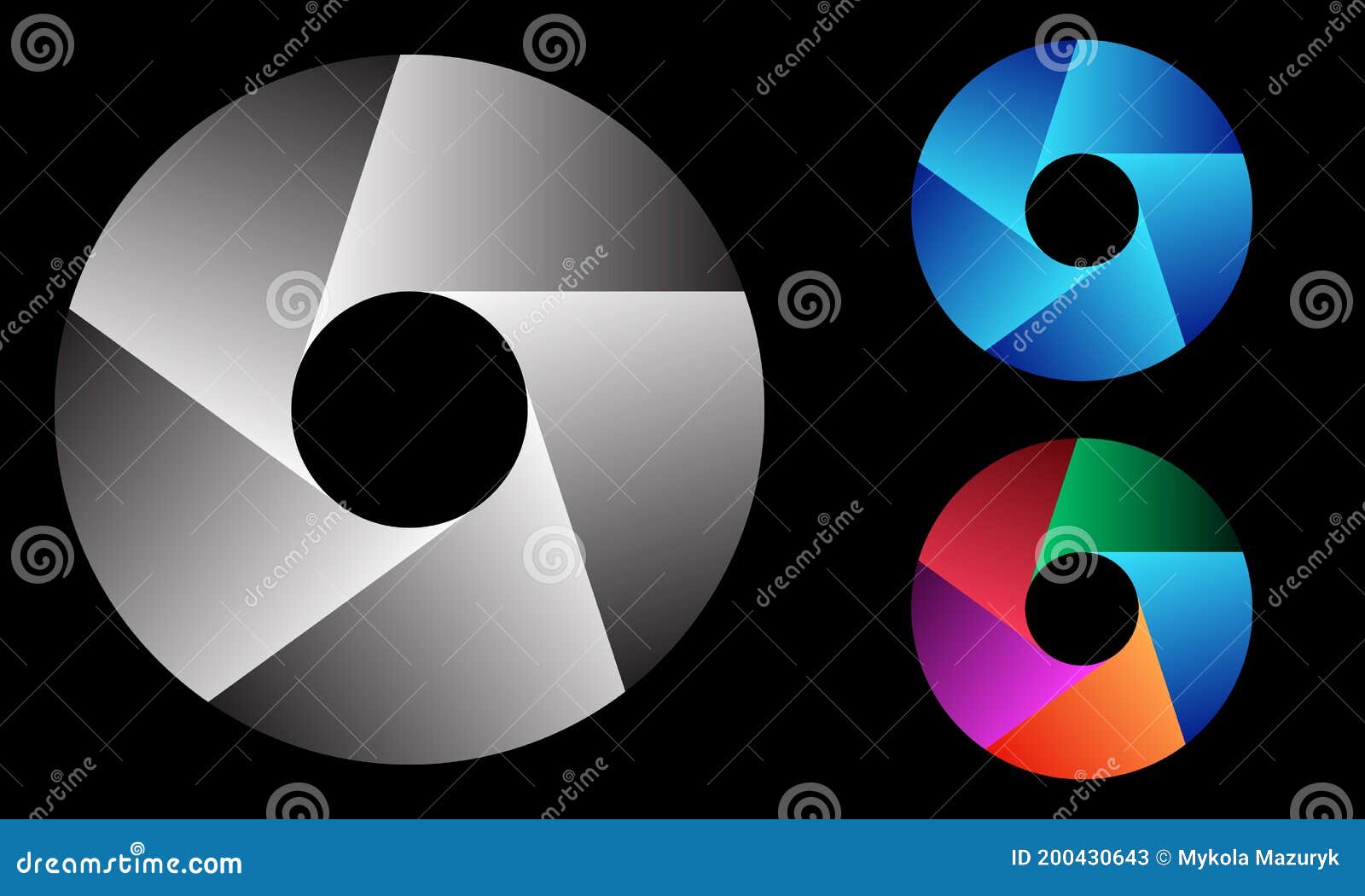 4 Segments Circle With Gradient. Art Metallic Circle Logo Or Icon ...