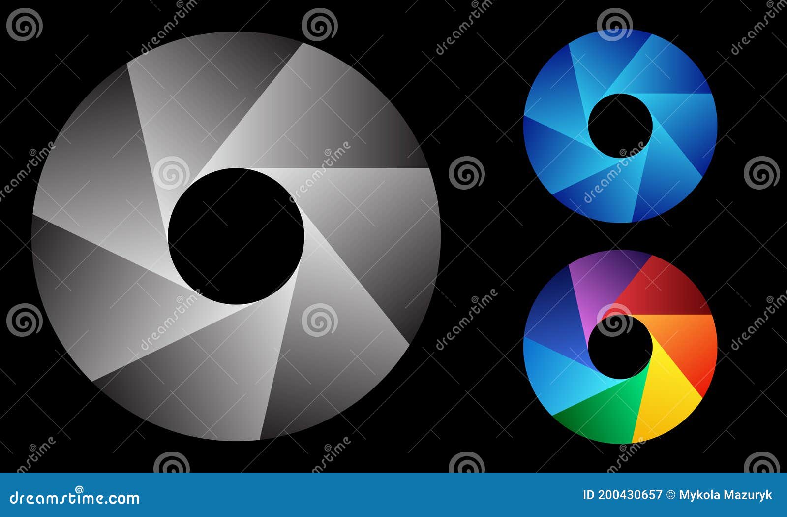5 Segments Circle With Gradient. Art Metallic Circle Logo Or Icon ...