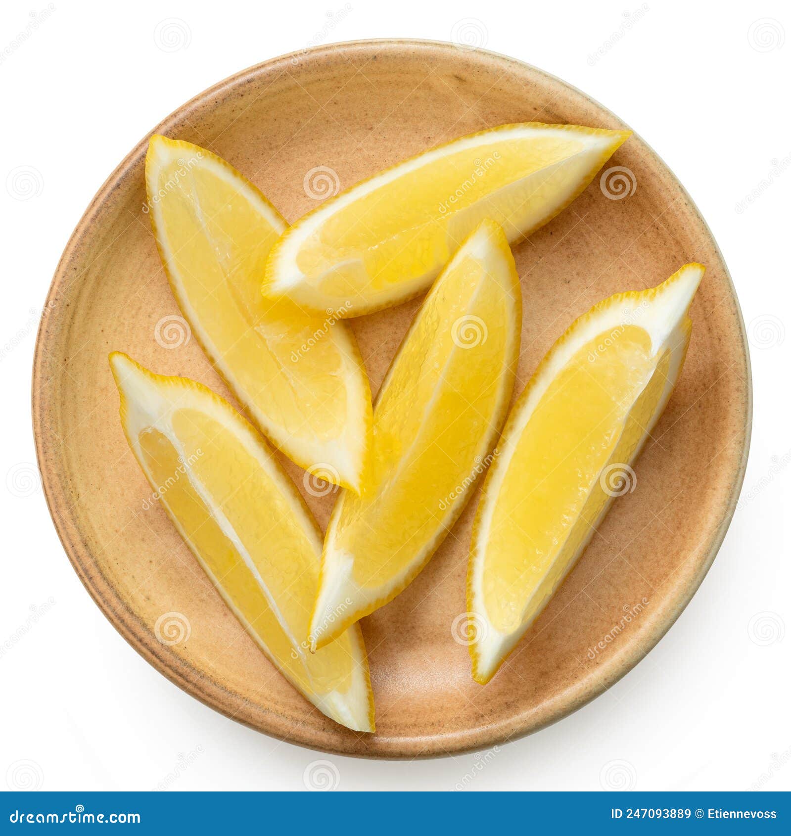 Segments of Fresh Lemon on Rustic Plate from Above Stock Image - Image ...