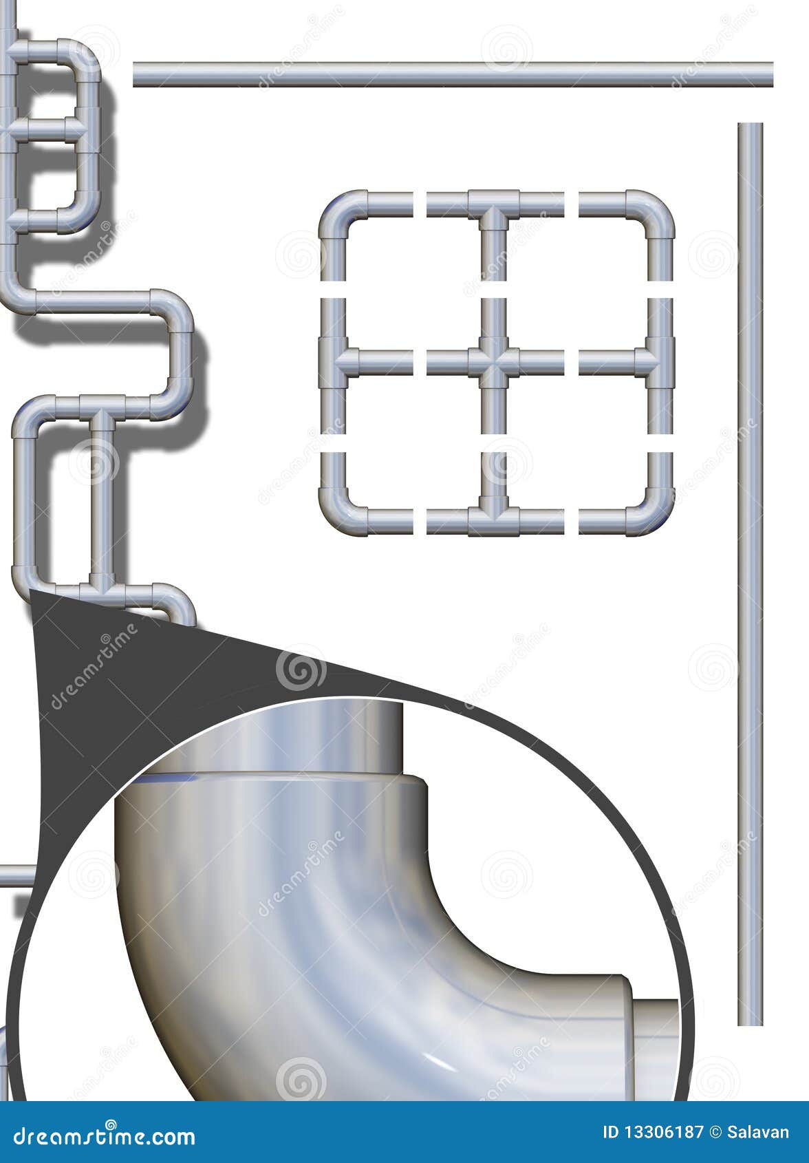 Segments of pipes stock illustration. Illustration of angle - 13306187