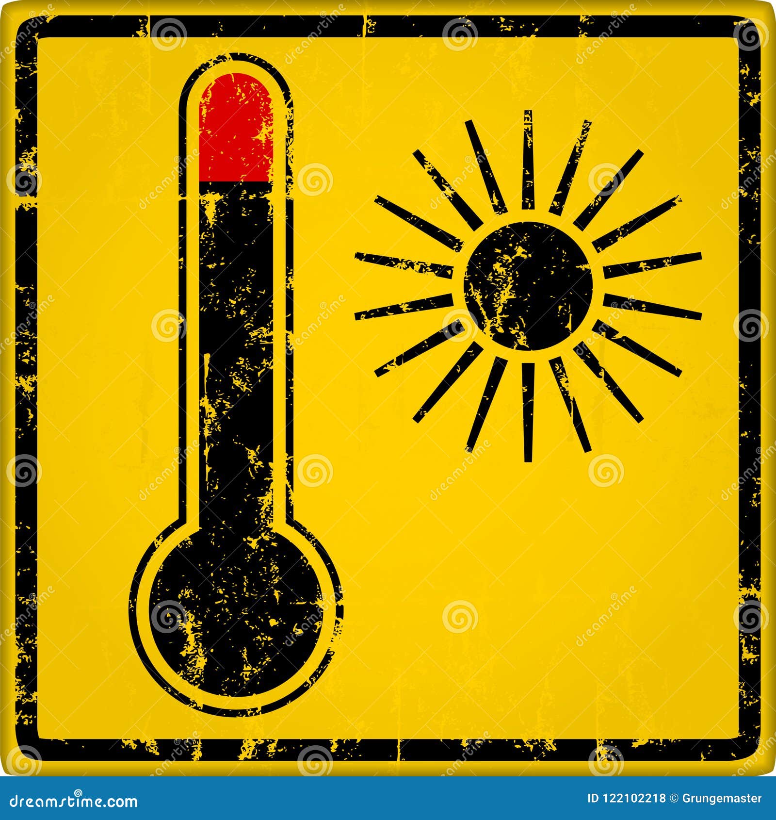 Segnale Di Pericolo Di Calore Con Il Termometro Illustrazione ...