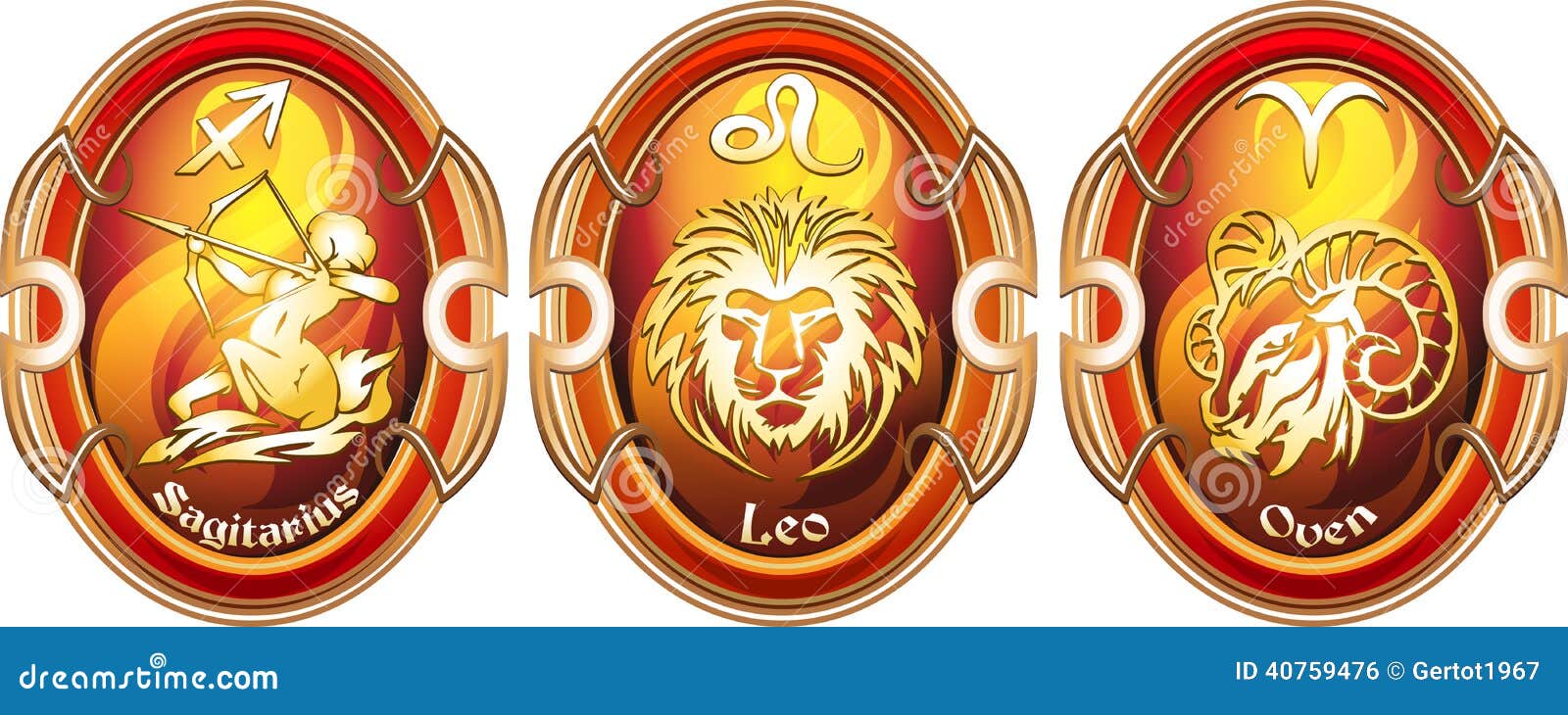 Segni Dello Zodiaco Di Fuoco Illustrazione Vettoriale - Illustrazione ...