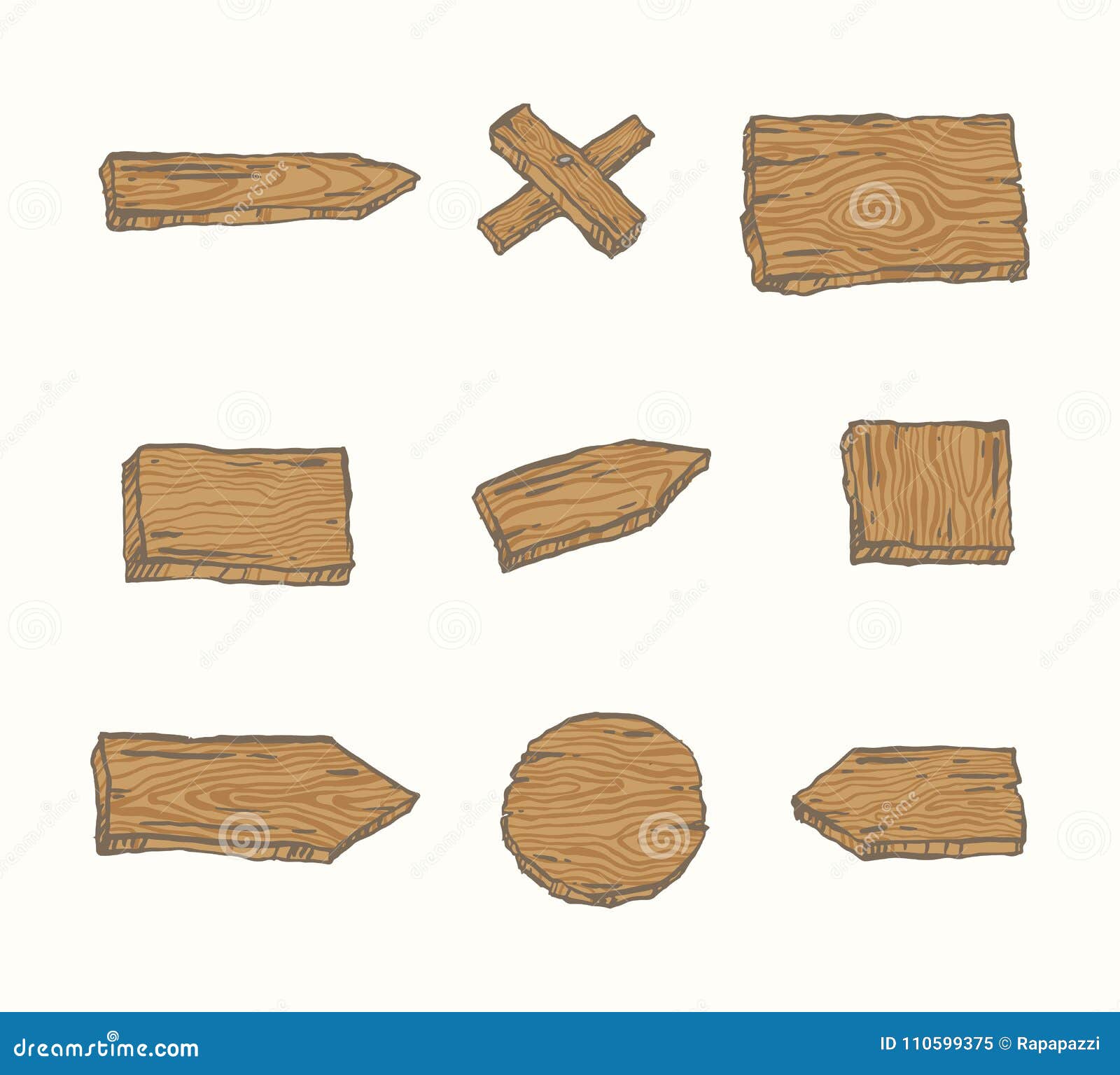 Segni Di Legno Disegnati a Mano Illustrazione Vettoriale ...