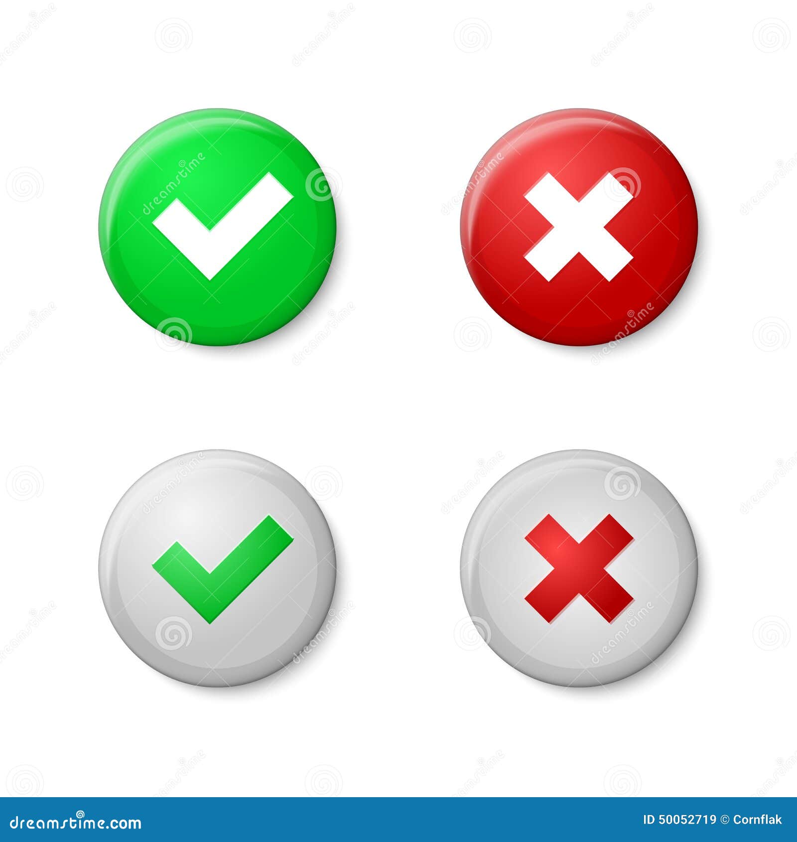 Segni Di Spunta Stile Realistico Dei Bottoni, Con La Lucentezza ...