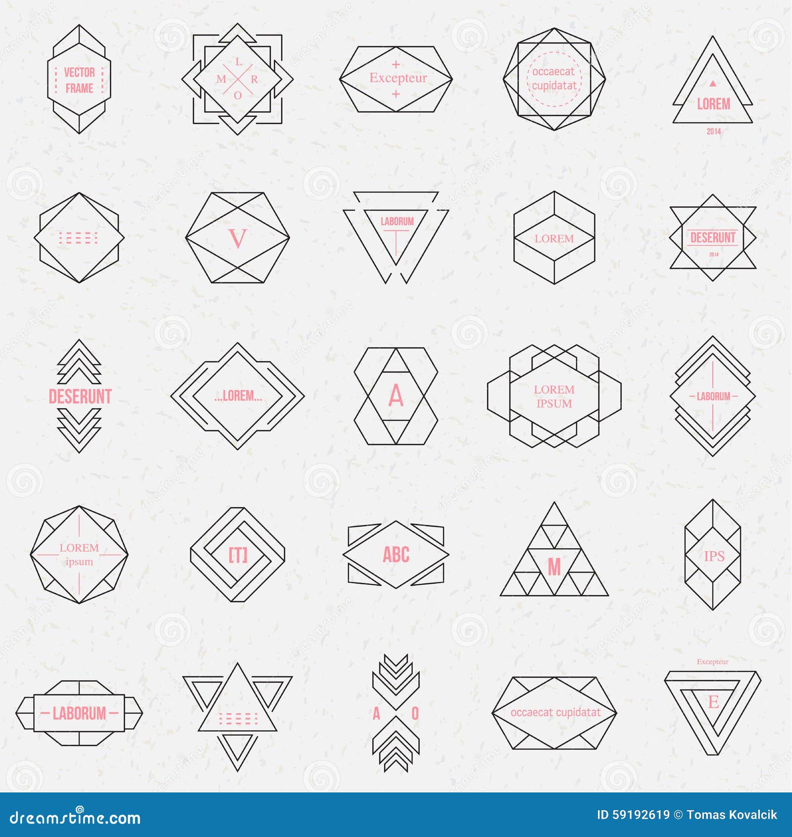 Segni, Etichette E Strutture Geometrici Stabiliti Illustrazione ...