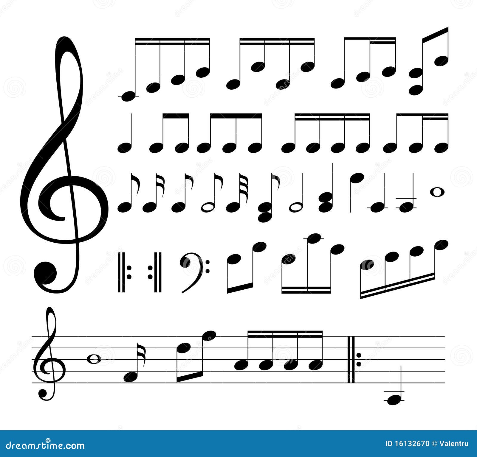 Segni musicali. Note illustrazione vettoriale. Illustrazione di bianco ...