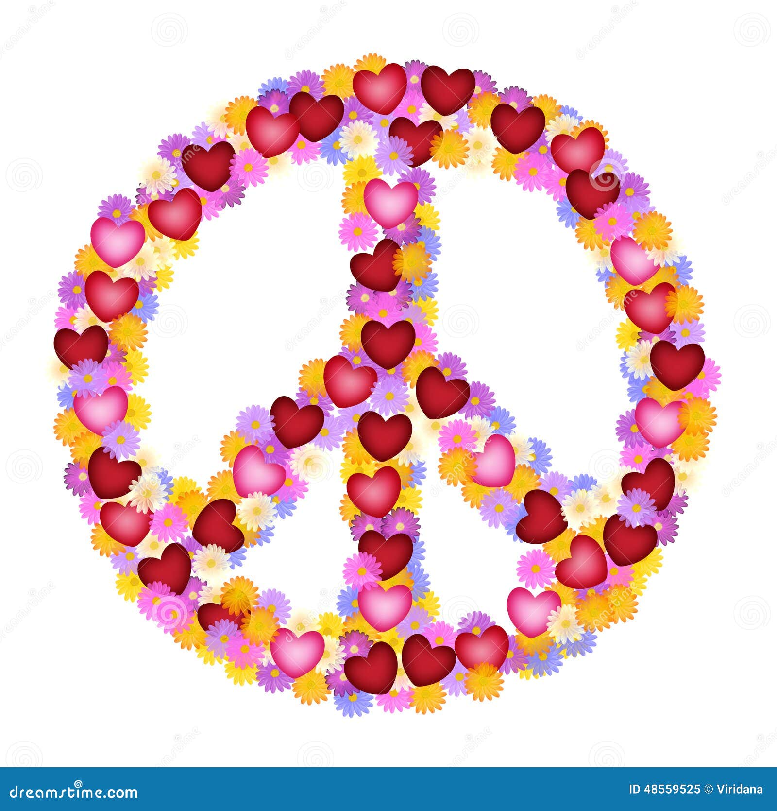 Segno Di Pace Del Fiore E Dei Cuori Illustrazione di Stock ...