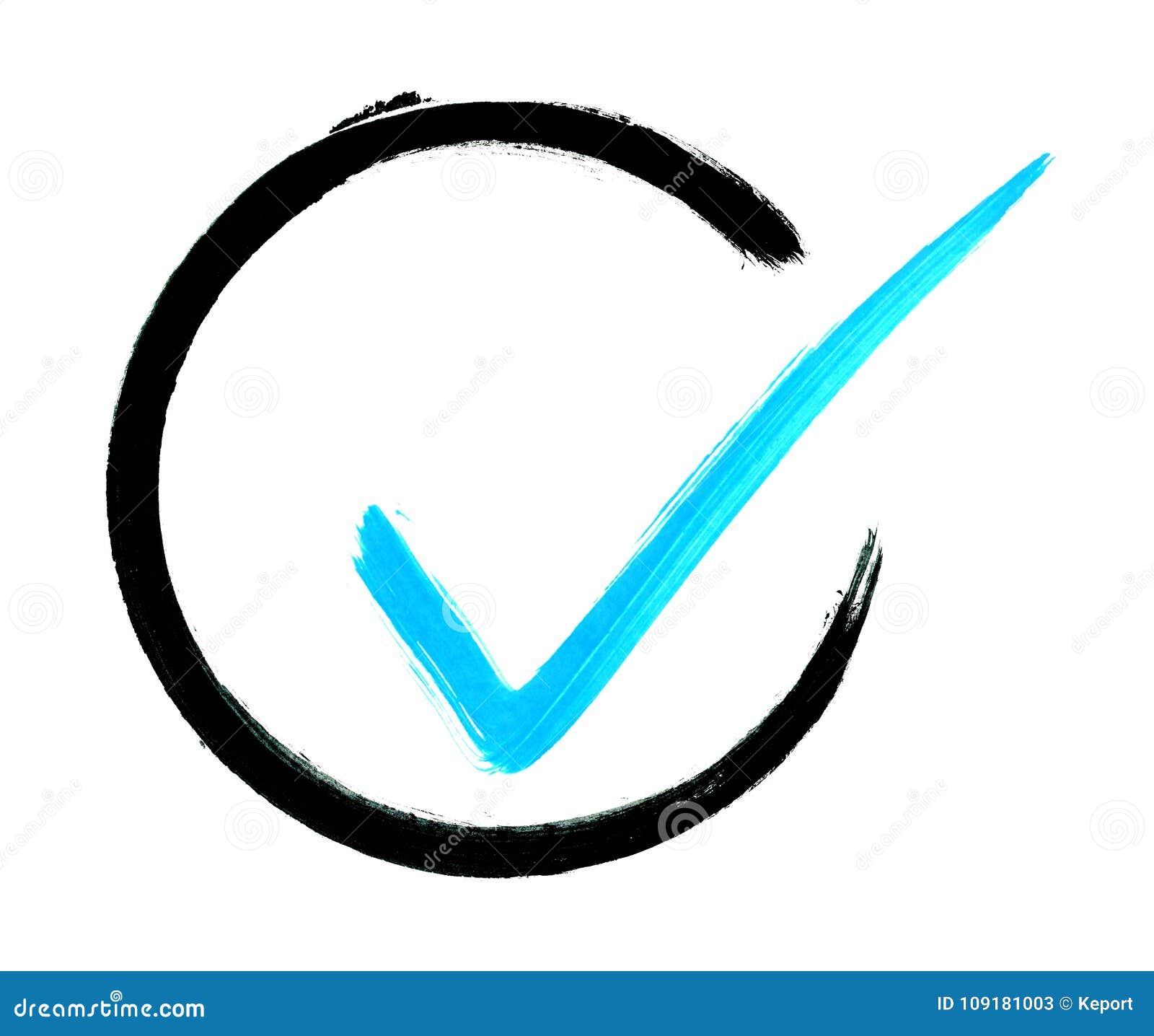 Segno Di Spunta Blu Dipinto Nel Cerchio Nero Illustrazione di Stock ...