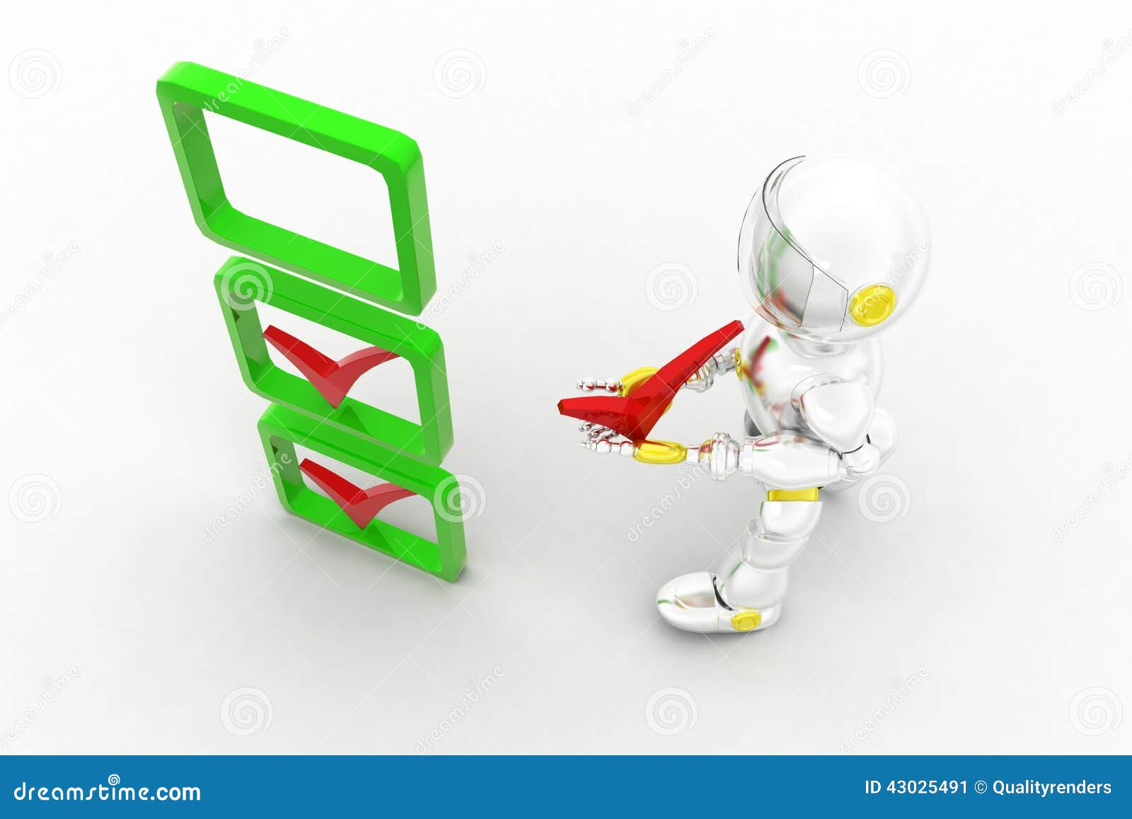 Segno Di Spunta Del Robot 3d Illustrazione di Stock - Illustrazione di ...