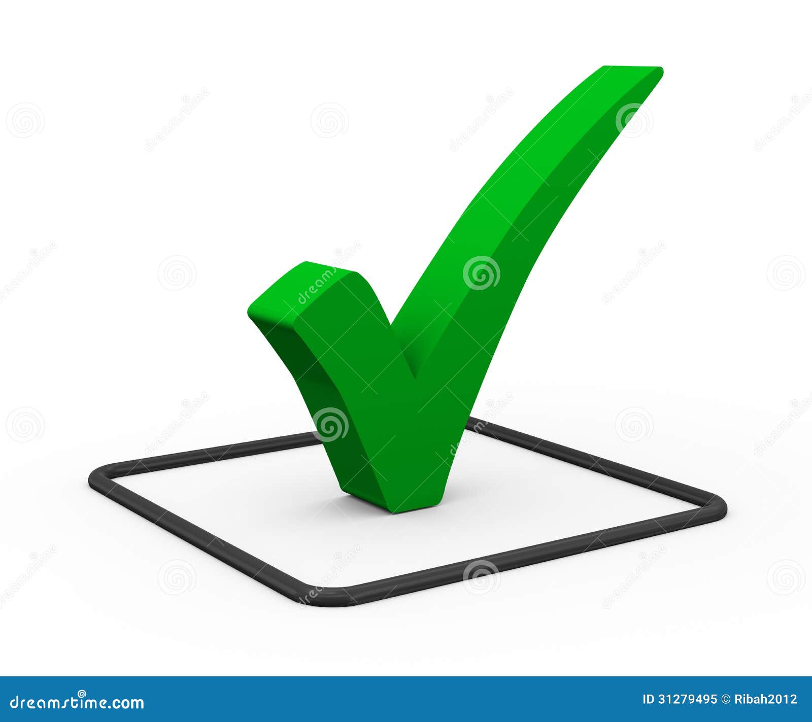 Segno Di Spunta Di Verde 3d Illustrazione di Stock - Illustrazione di ...