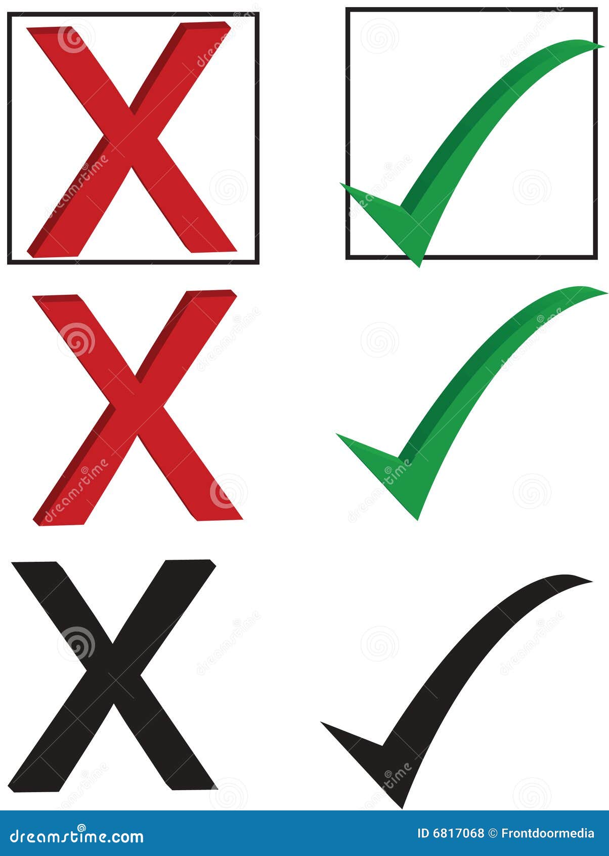 Segno di spunta e X illustrazione vettoriale. Illustrazione di assegno ...