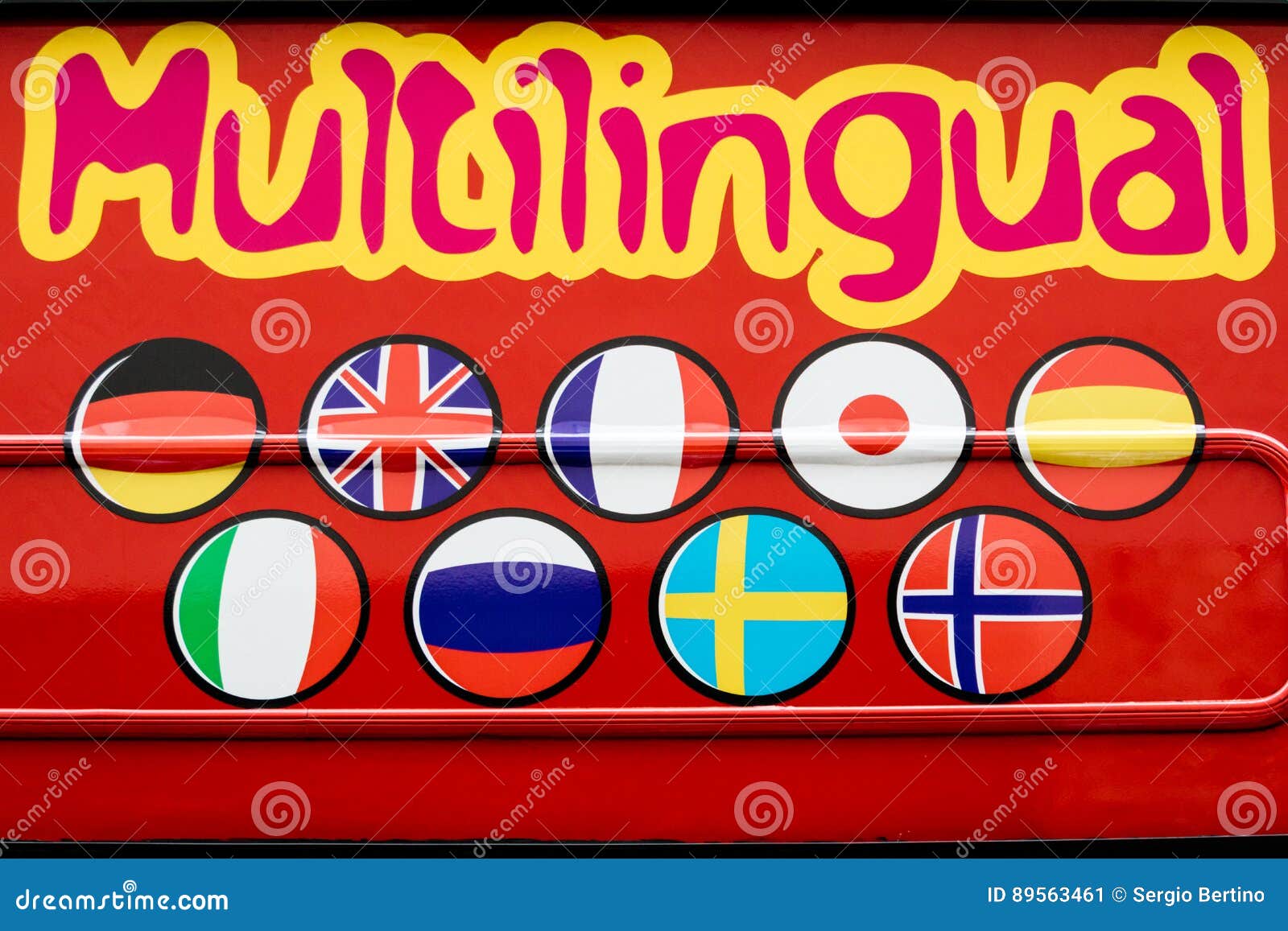 Segno Multilingue Rosso Vistoso Immagine Stock - Immagine di ...