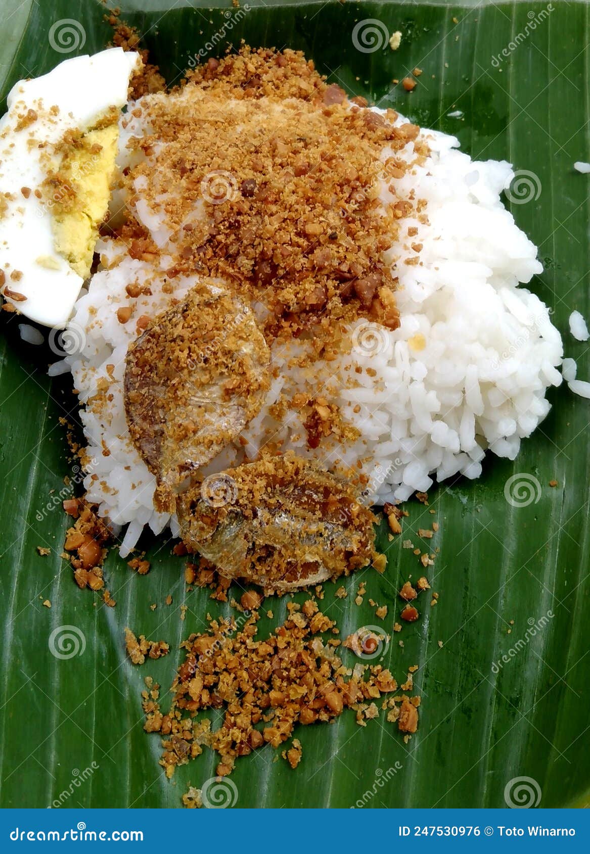 Sego Wiwit, Rice with Mashed Fried Soybeans Stock Photo - Image of palm ...