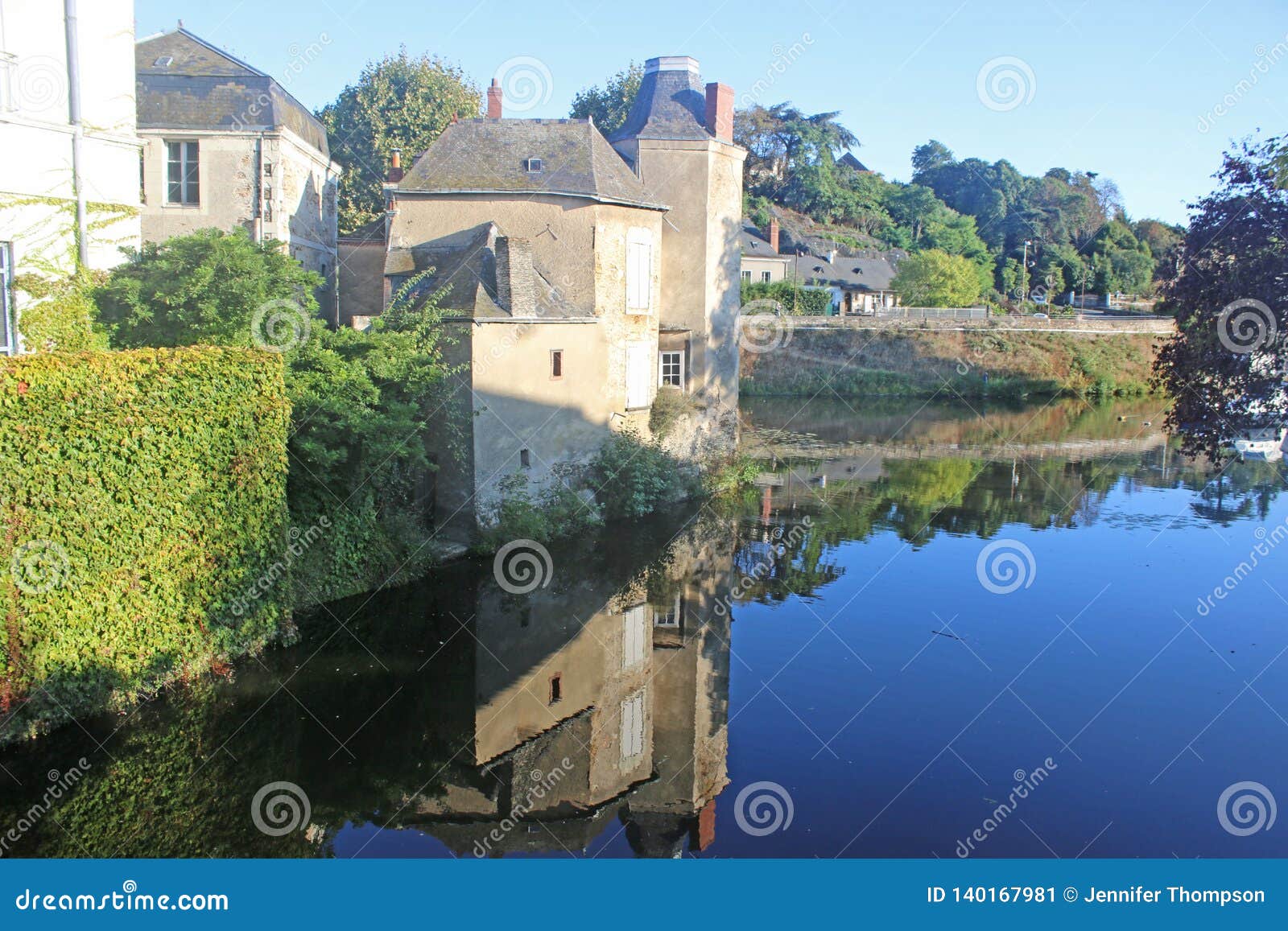 Segre, France by the River Oudon Stock Image - Image of architecture ...
