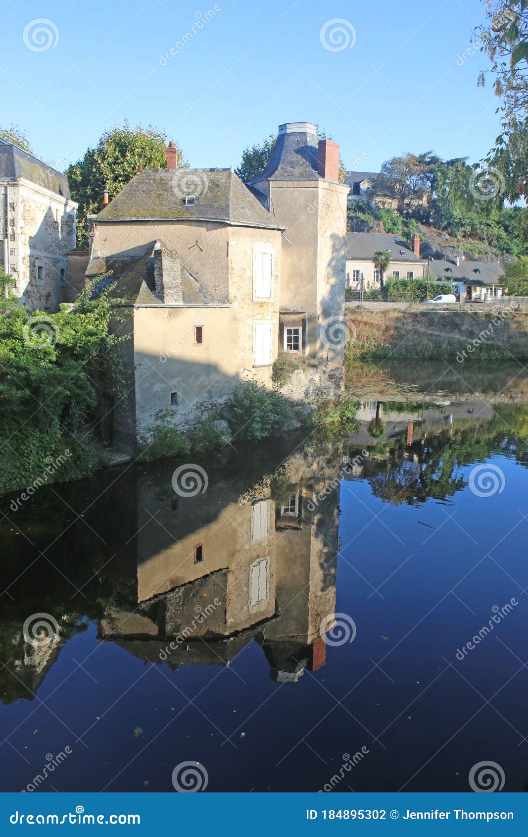 Segre by the River Oudon , France Stock Photo - Image of town ...