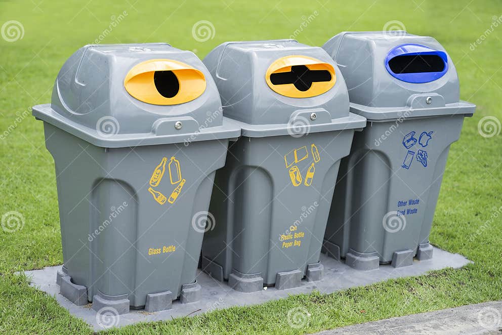 Segregated Waste Bins for Garbage Stock Photo - Image of plastic, dump ...