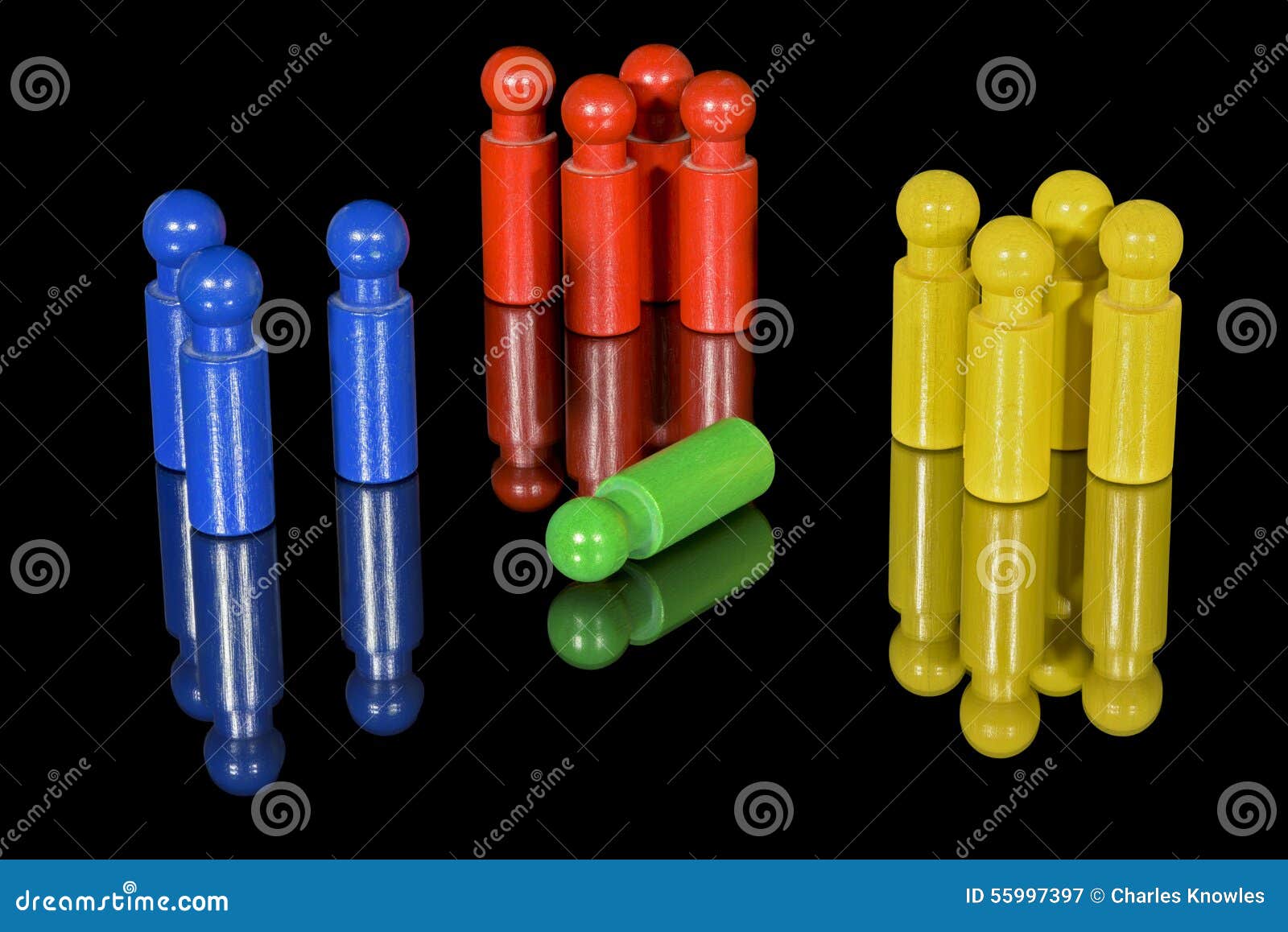 Segregation by Color are Represented by Wood Pegs Stock Image - Image ...
