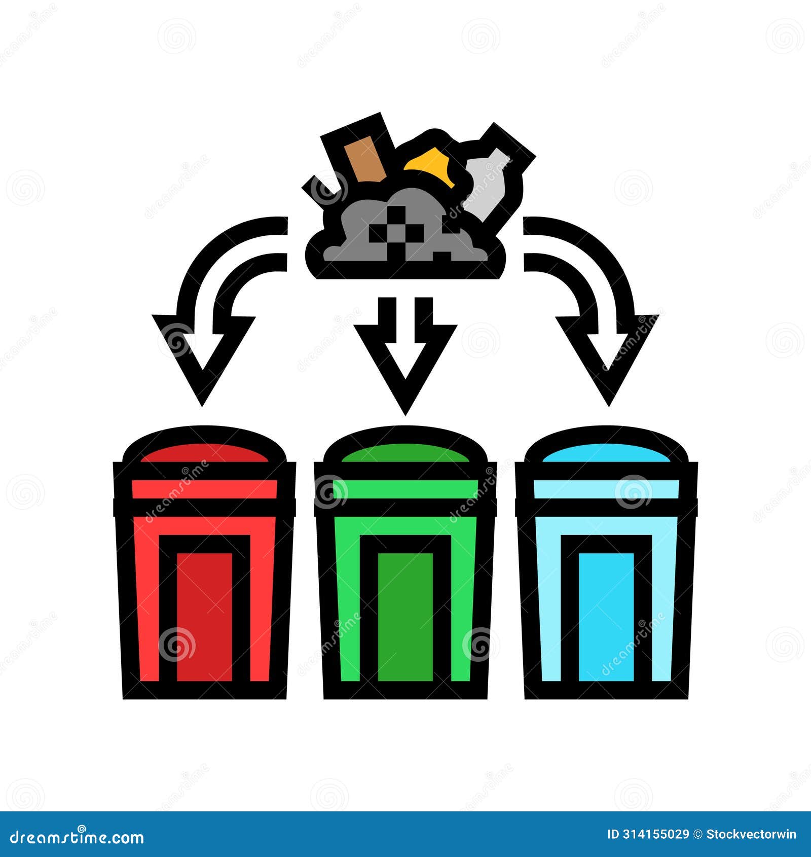 Segregation Waste Sorting Color Icon Vector Illustration Stock Vector ...