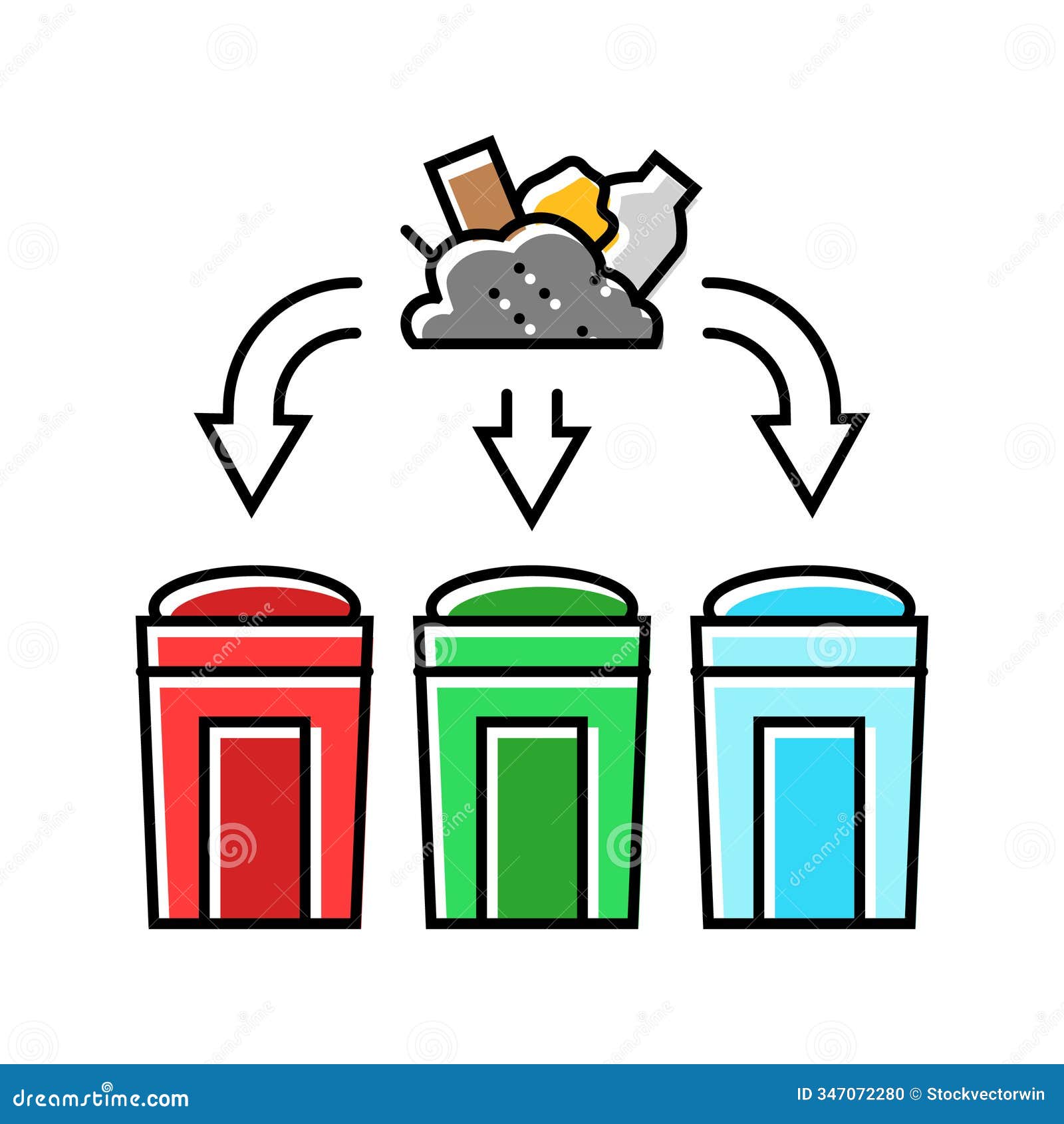 Segregation Waste Sorting Color Icon Vector Illustration Stock ...