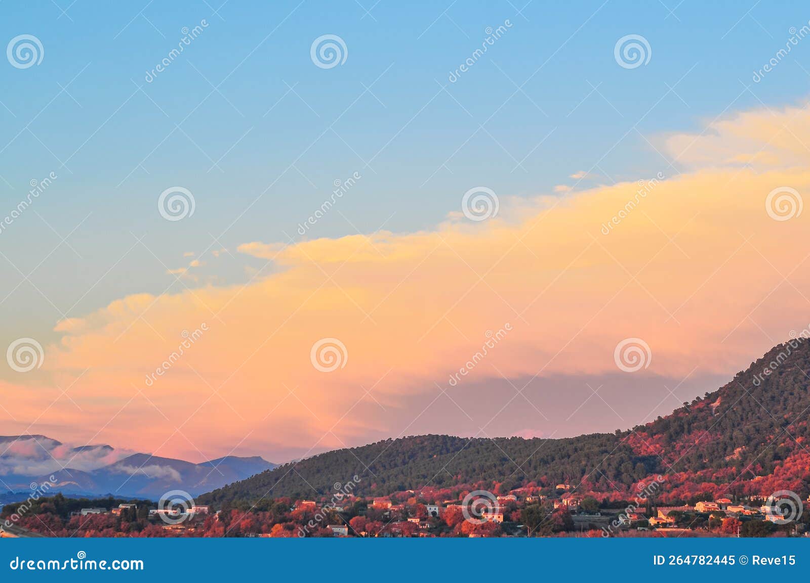 Seguret at Beginning of Sunset Stock Image - Image of tones, front ...
