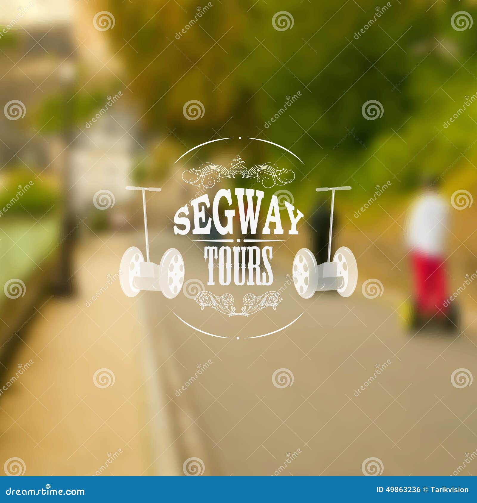 Segway Tours Poster with Unfocused Backdrop Stock Vector - Illustration ...