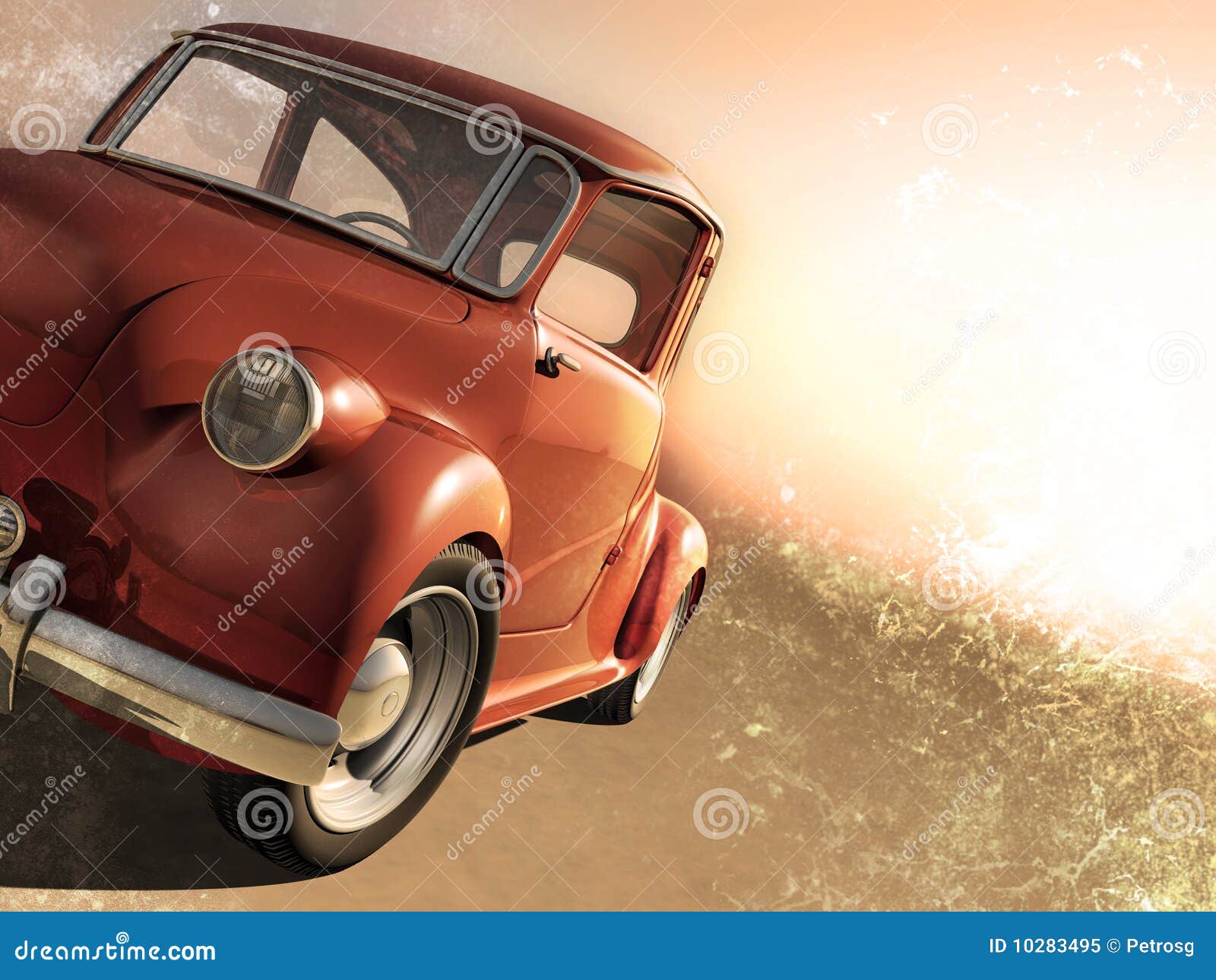 Sehr altes rotes Auto stock abbildung. Illustration von hintergrund ...