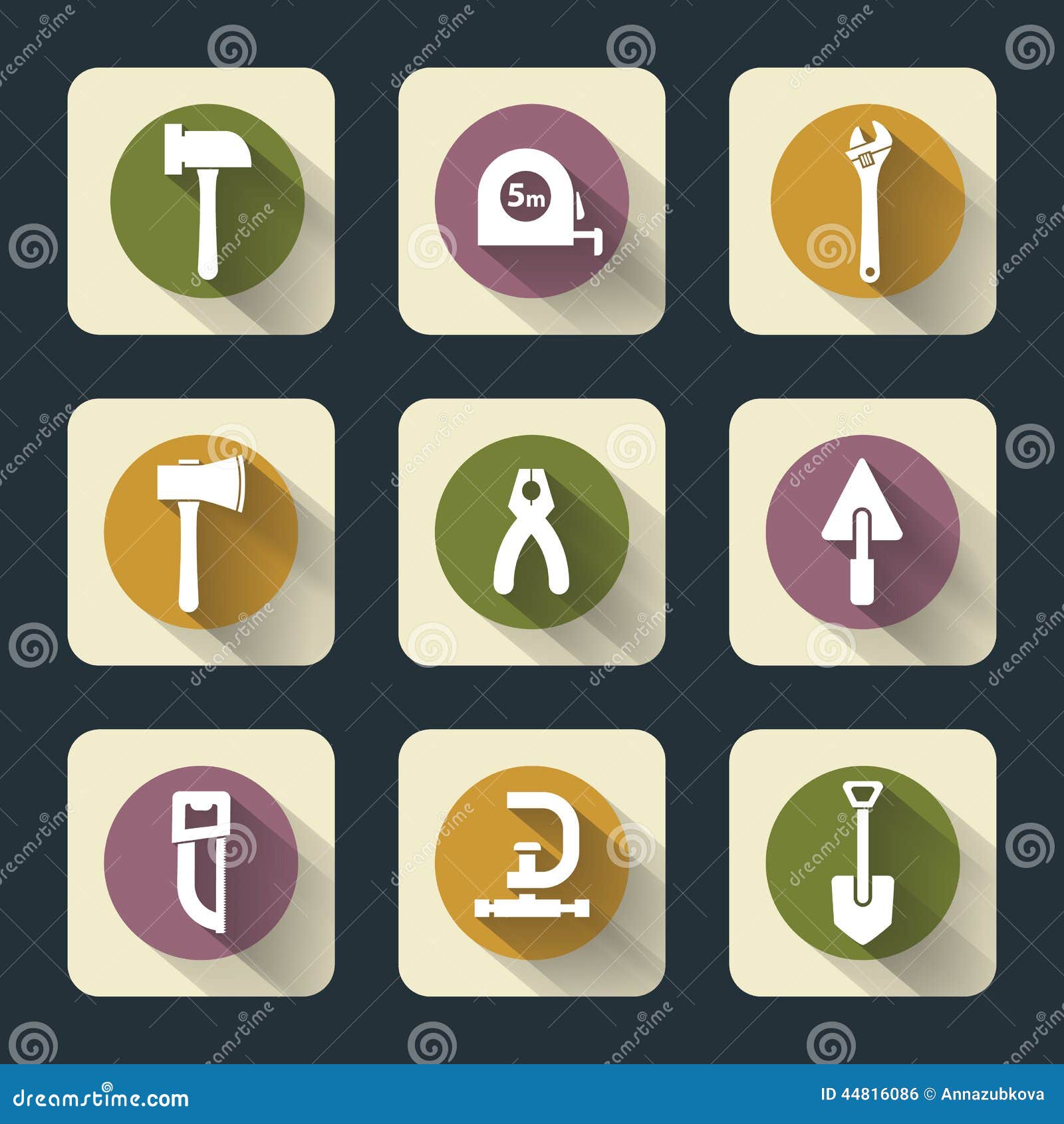 Sei Icone Piane Degli Attrezzi Illustrazione Vettoriale - Illustrazione ...