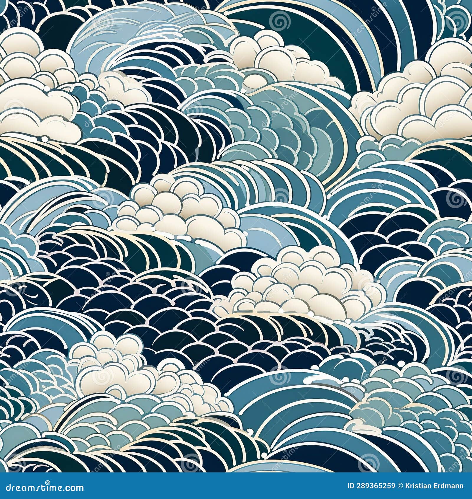Seigaiha Waves: Interlocking Circles Pattern Stock Illustration ...