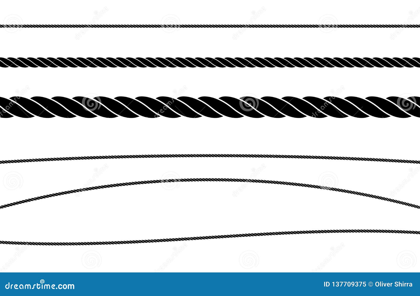 Seil-Schnur-Ebenen-einzelner Farbvektor-Illustrations-Satz Vektor ...
