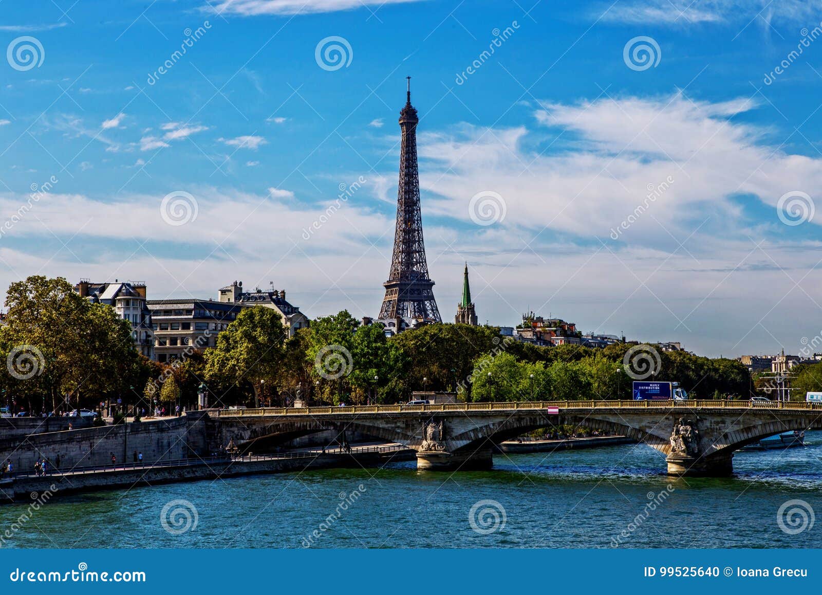 Seine and Eiffel Tower from Alexander the III Third Bridge, Paris ...