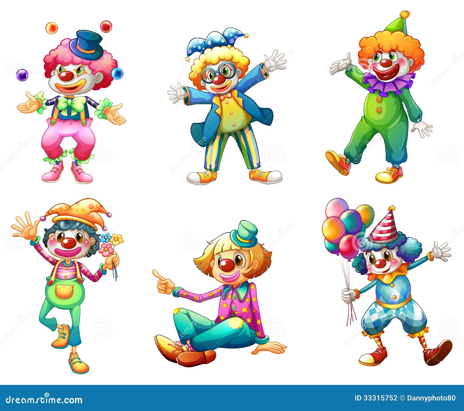 Seis Diversos Trajes Del Payaso Ilustración del Vector - Ilustración de ...