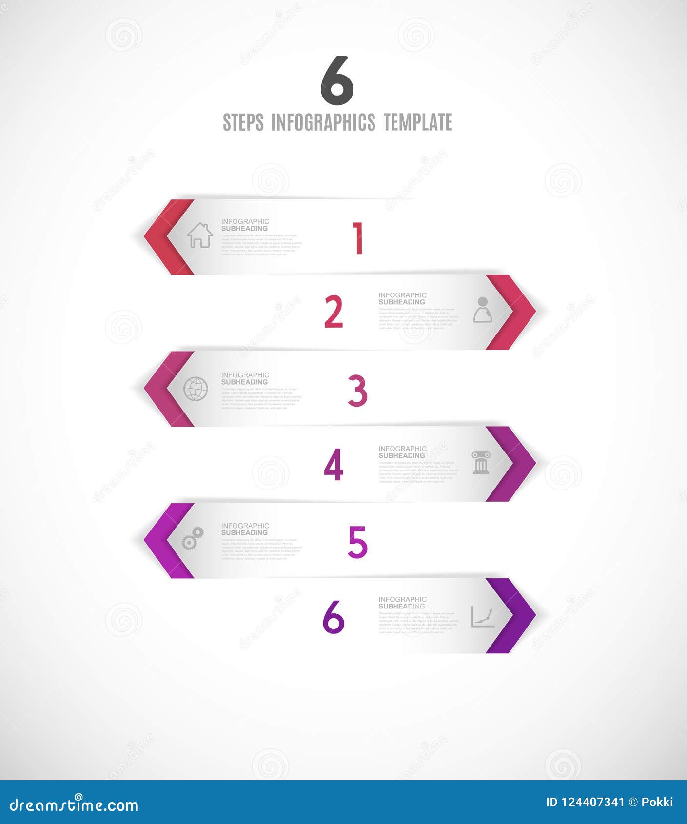 Seis Ejemplos De Los Pasos Del Progreso Del Vector Con Las Flechas, Los ...