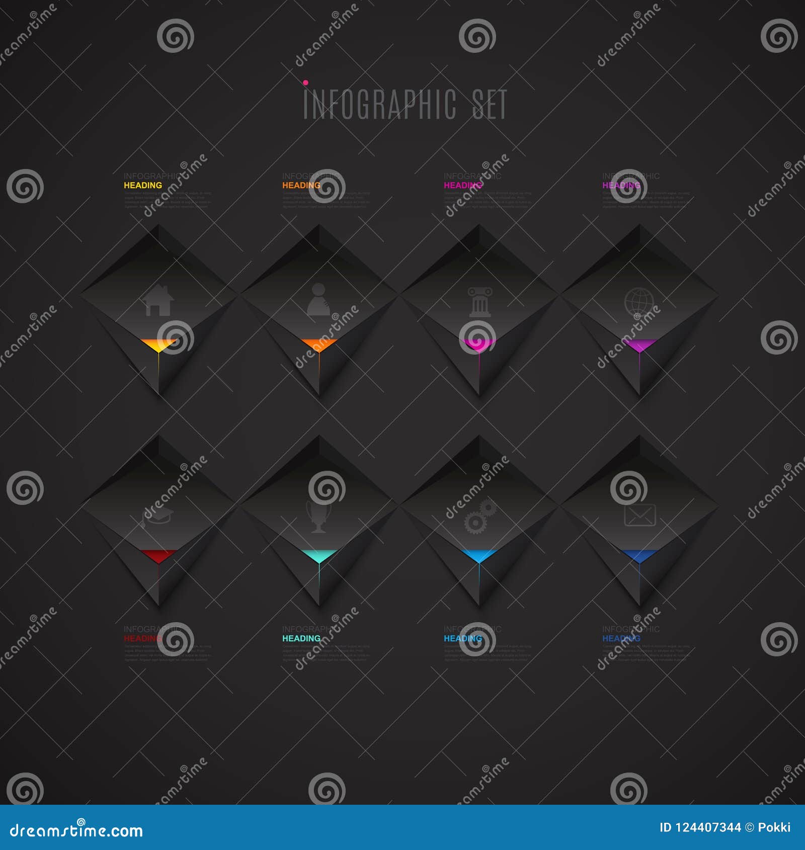 Seis Ejemplos De Los Pasos Del Progreso Del Vector Con Las Flechas, Los ...