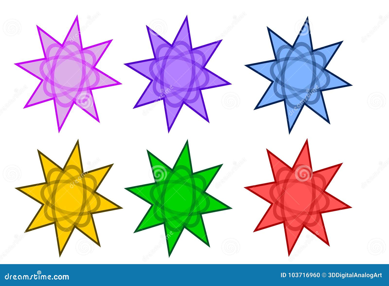 Seis Estrellas En Colores Atractivos Foto de archivo - Ilustración de ...